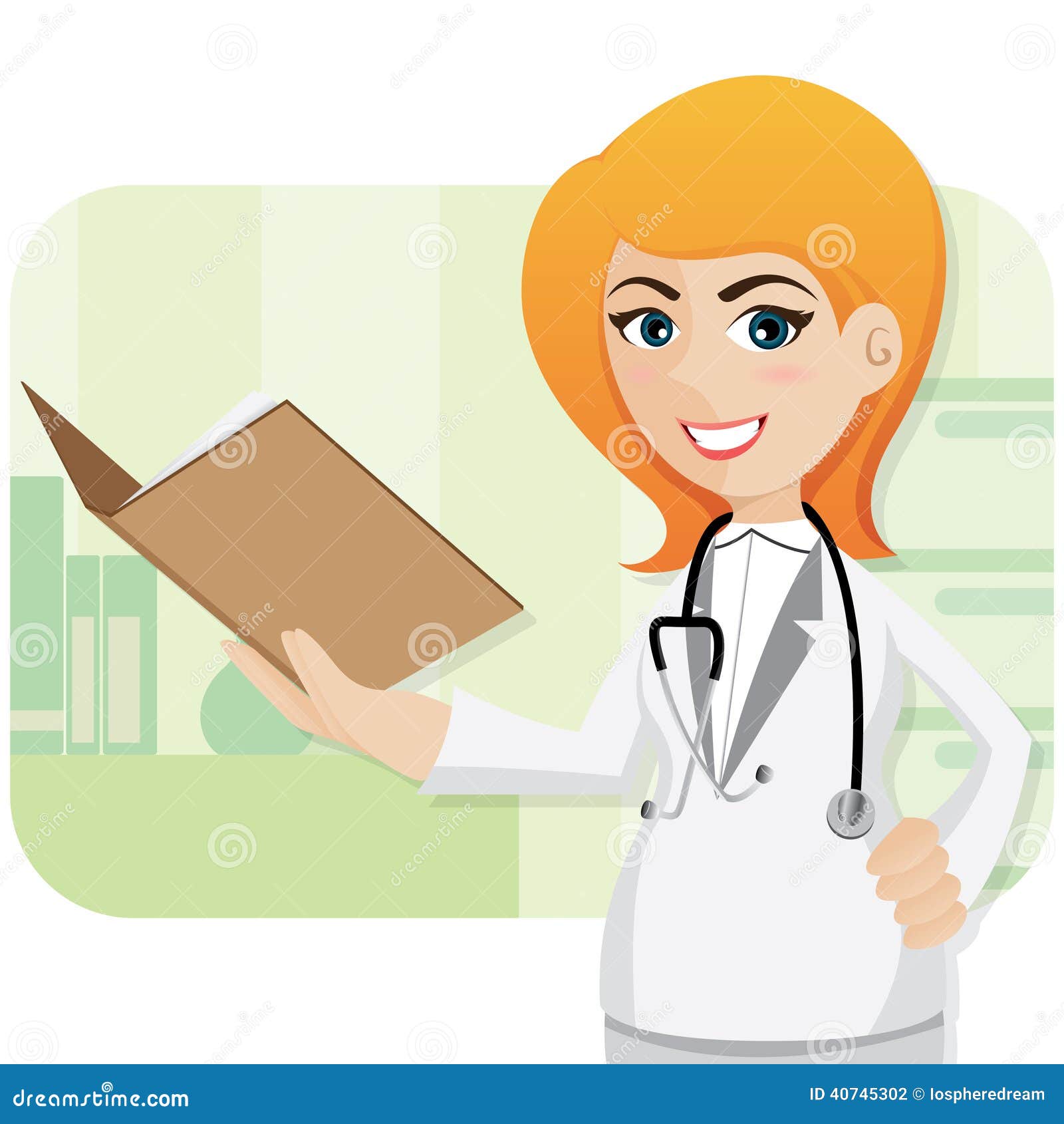 Cartoon Cute Doctor with Folder Stock Vector - Illustration of ...