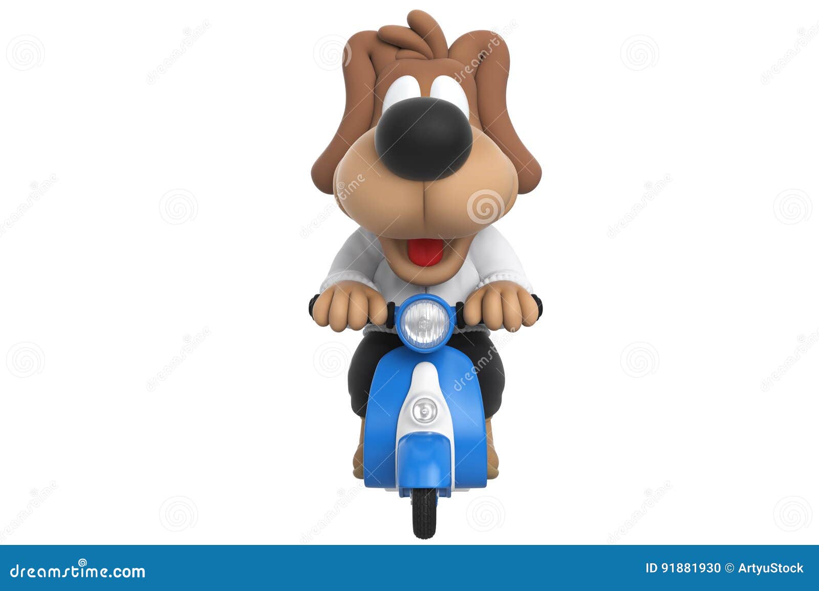 Cartoon Cute Dog Scooter, Front View Stock Illustration - Illustration ...