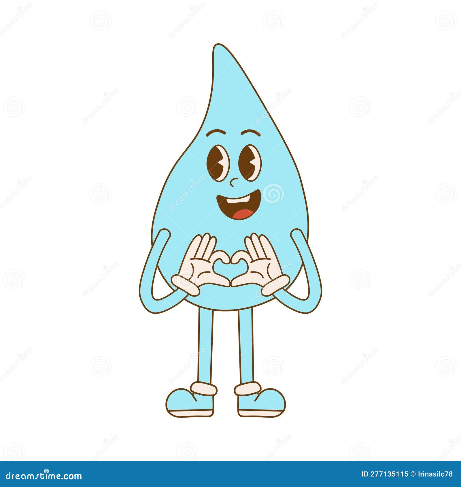 Cartoon Cute Drop Water Character in Retro Style Stock Vector ...