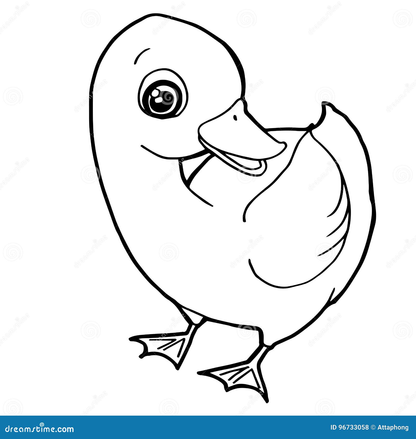 Duck Coloring Page For Children And Adults. Vector Illustration ...