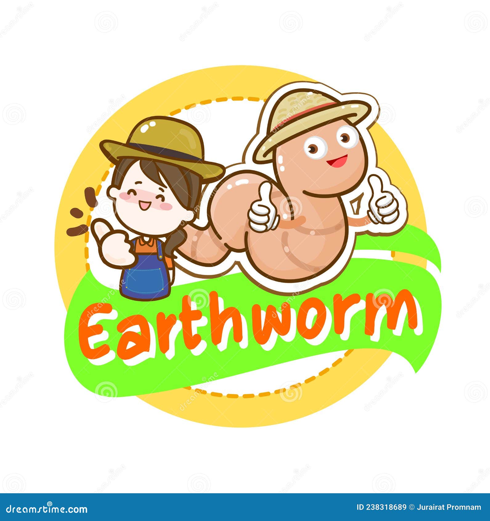 Cartoon Cute Earthworm Character Vector. Stock Vector - Illustration of ...
