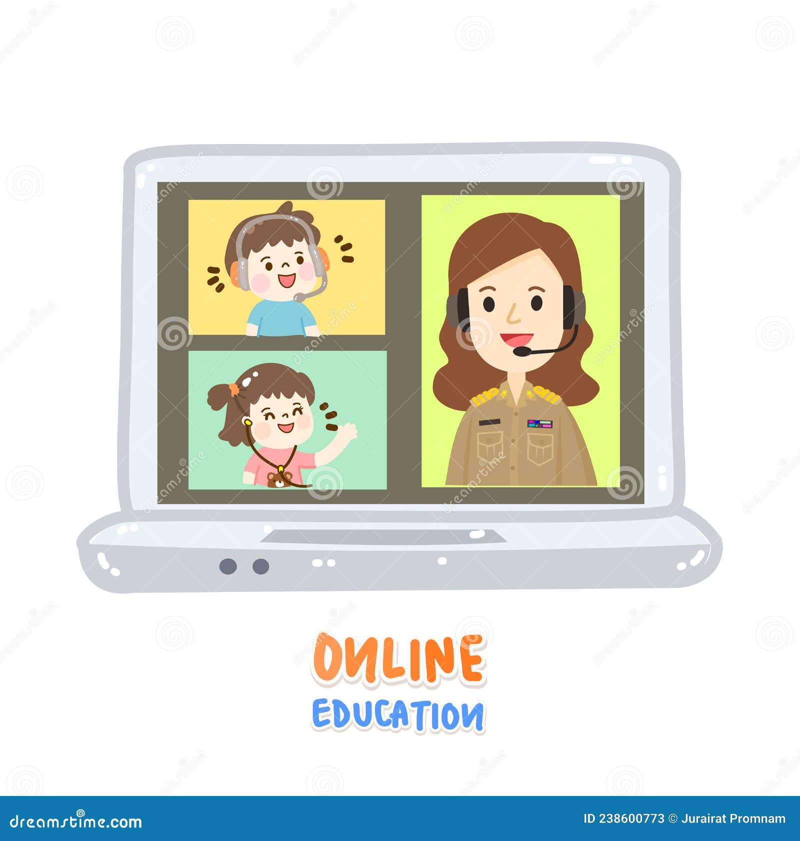 Cartoon Online Education Character Vector. Stock Vector - Illustration ...