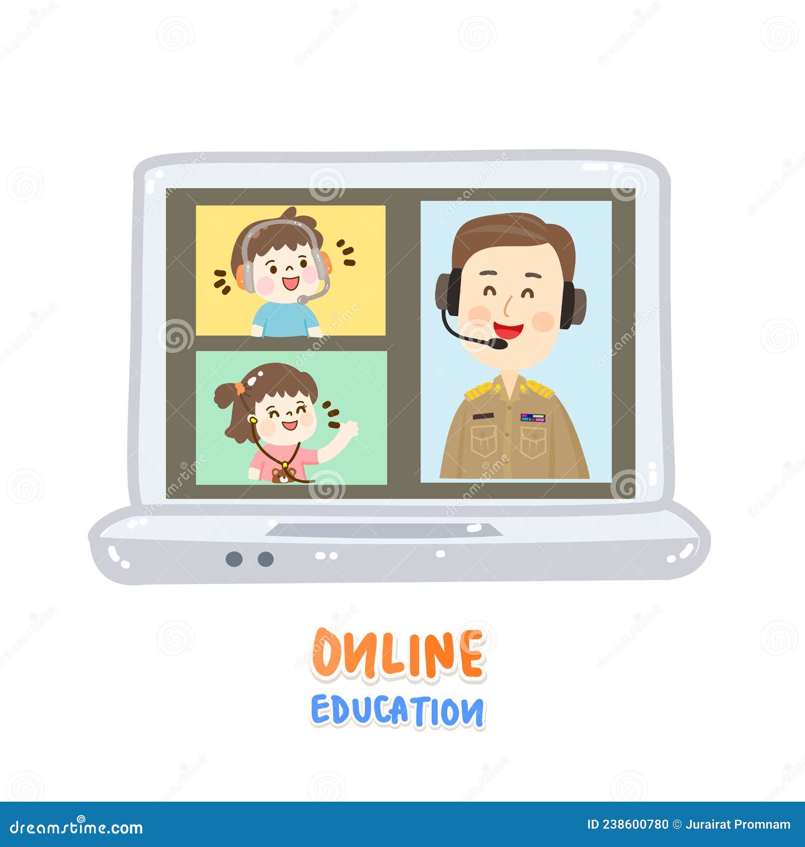Cartoon Online Education Character Vector. Stock Vector - Illustration ...