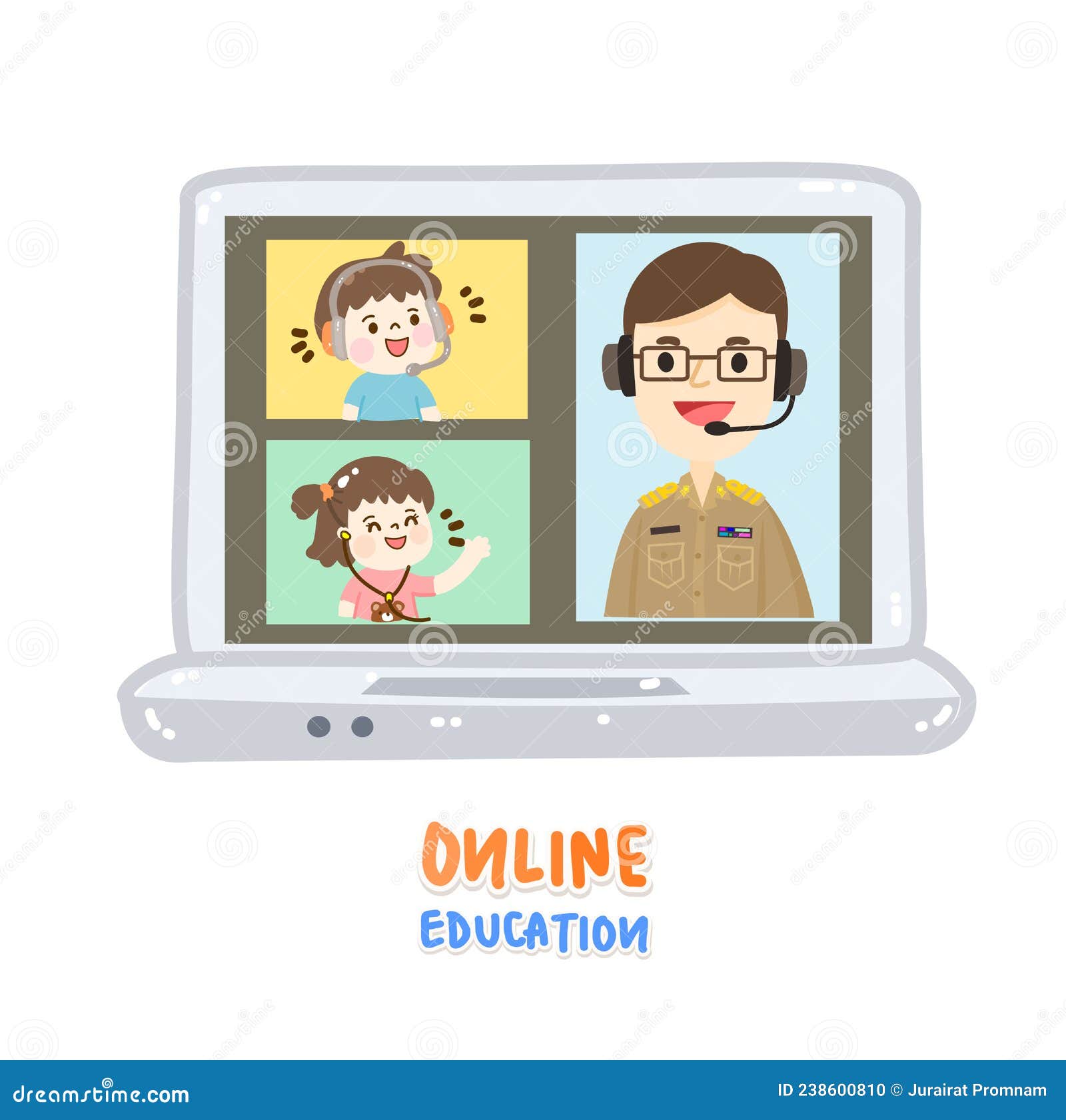 Cartoon Online Education Character Vector. Stock Vector - Illustration ...