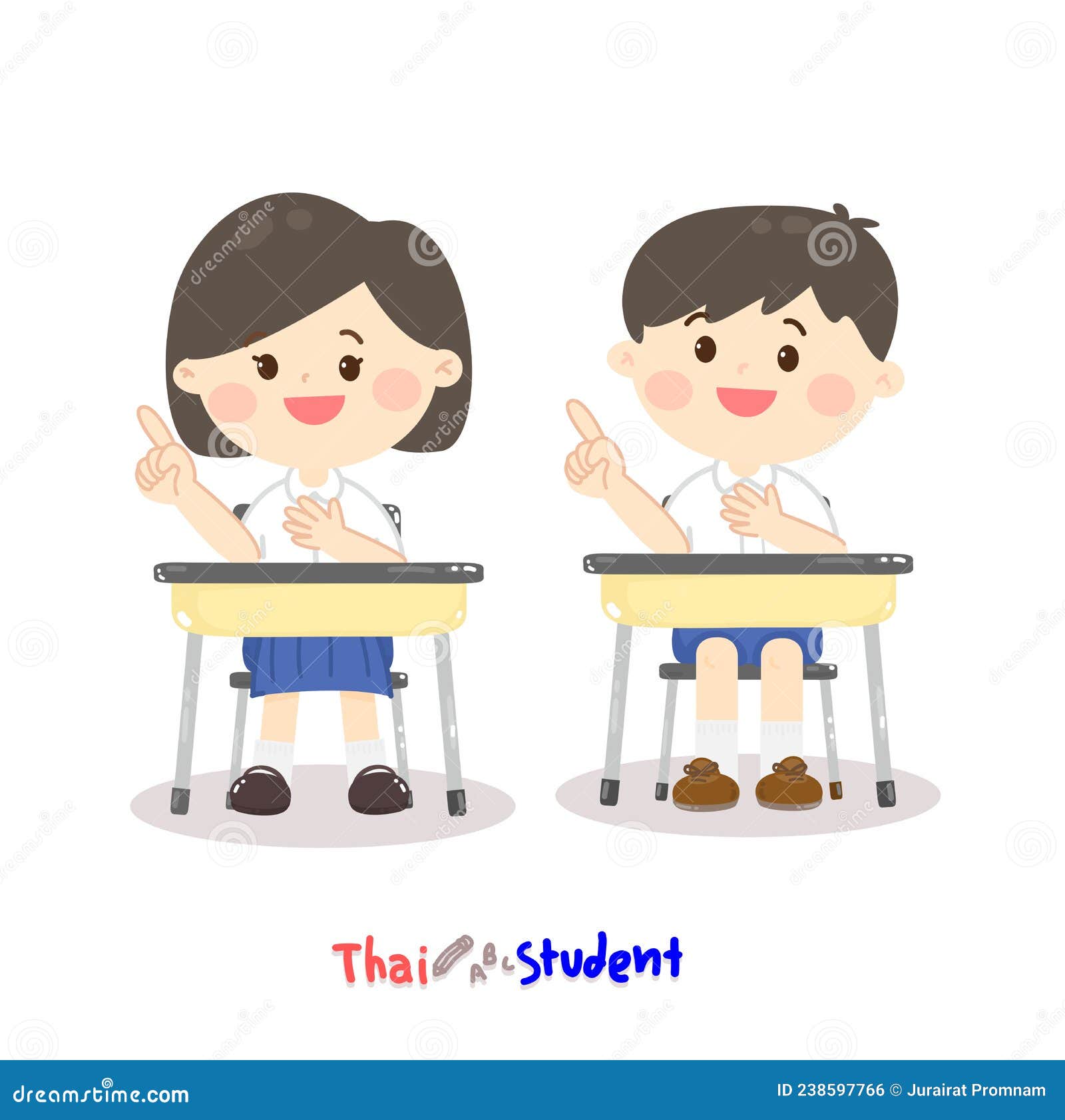 Cartoon Thai Students Character Vector. Stock Vector - Illustration of ...