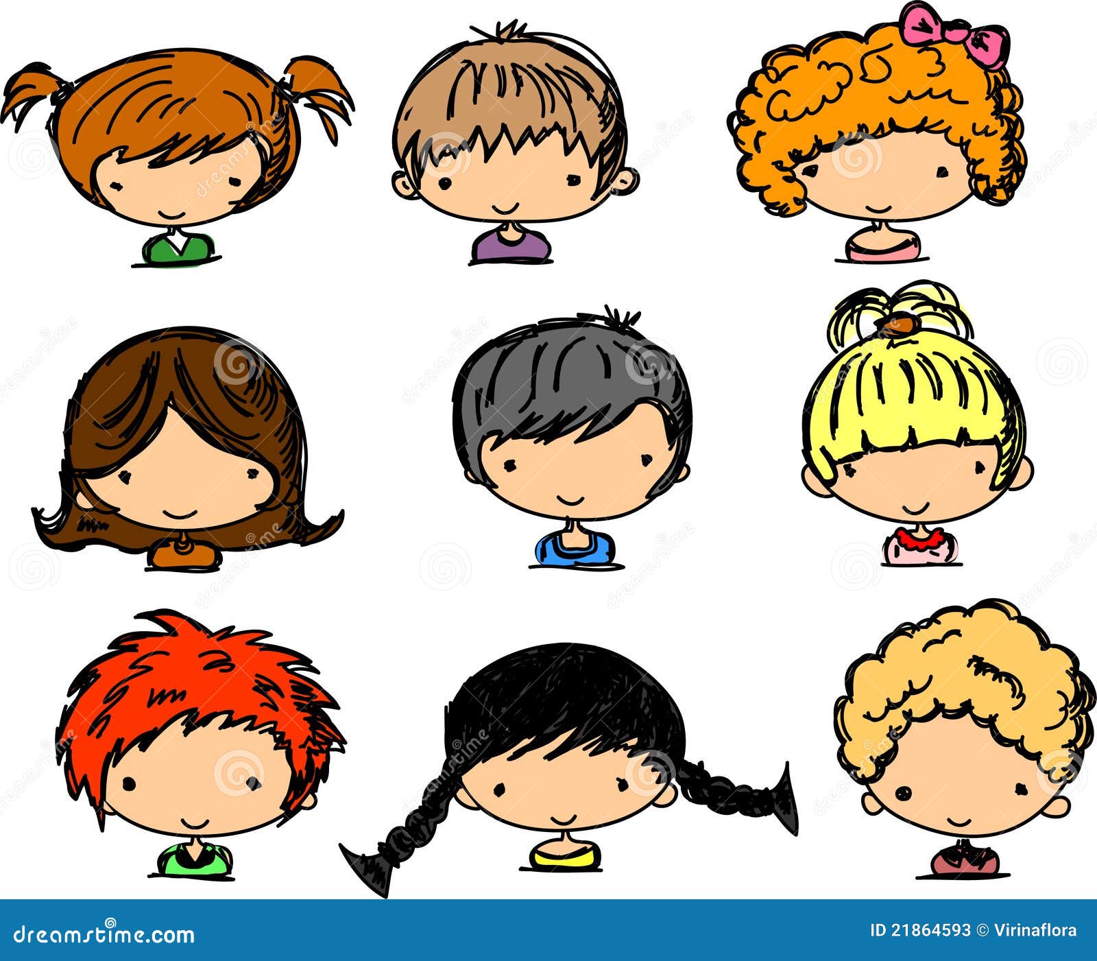 Cartoon Cute Faces of Children,vector Stock Vector - Illustration of ...