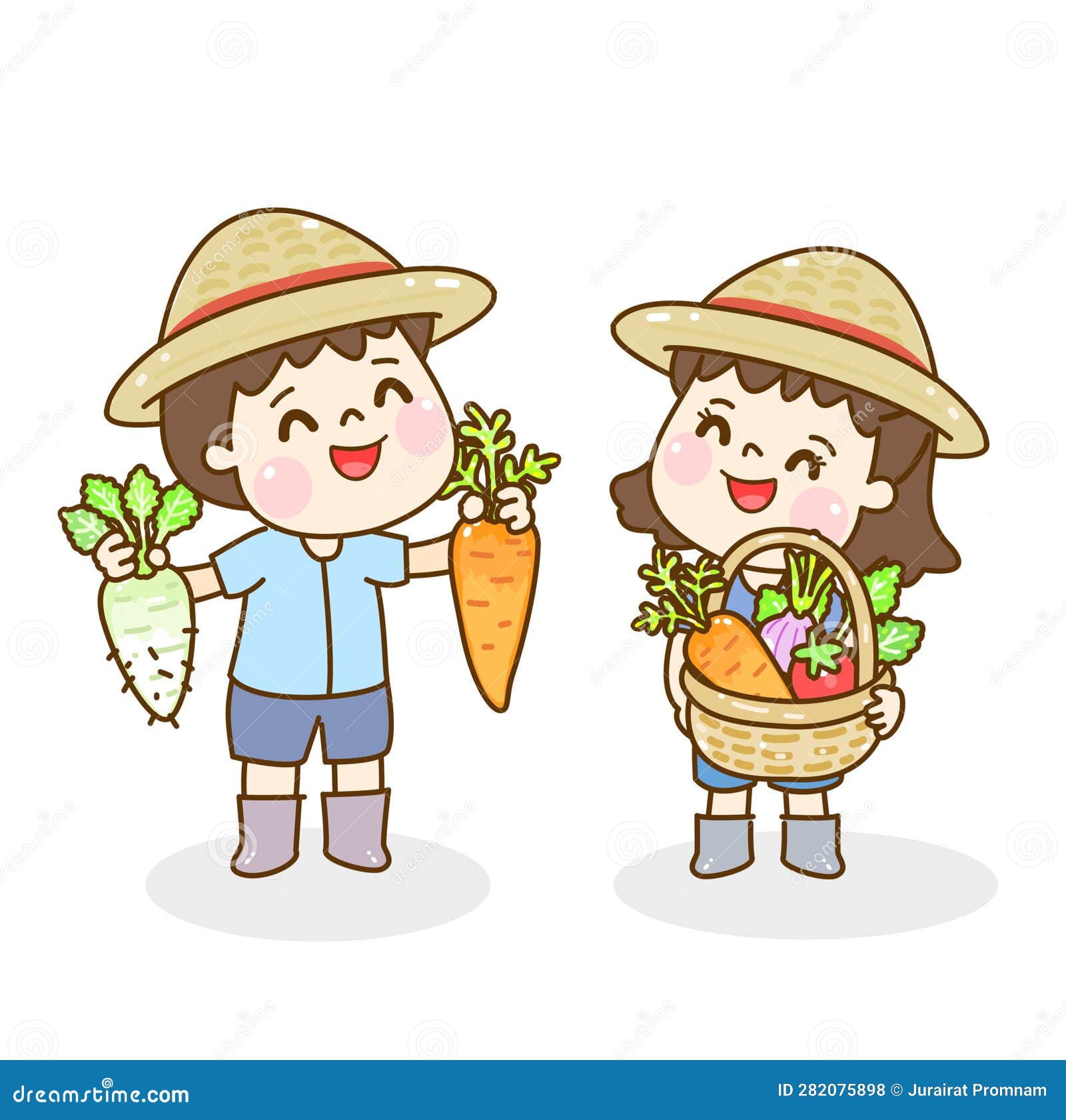 Cartoon Cute Farmer Character Vector. Stock Illustration - Illustration ...