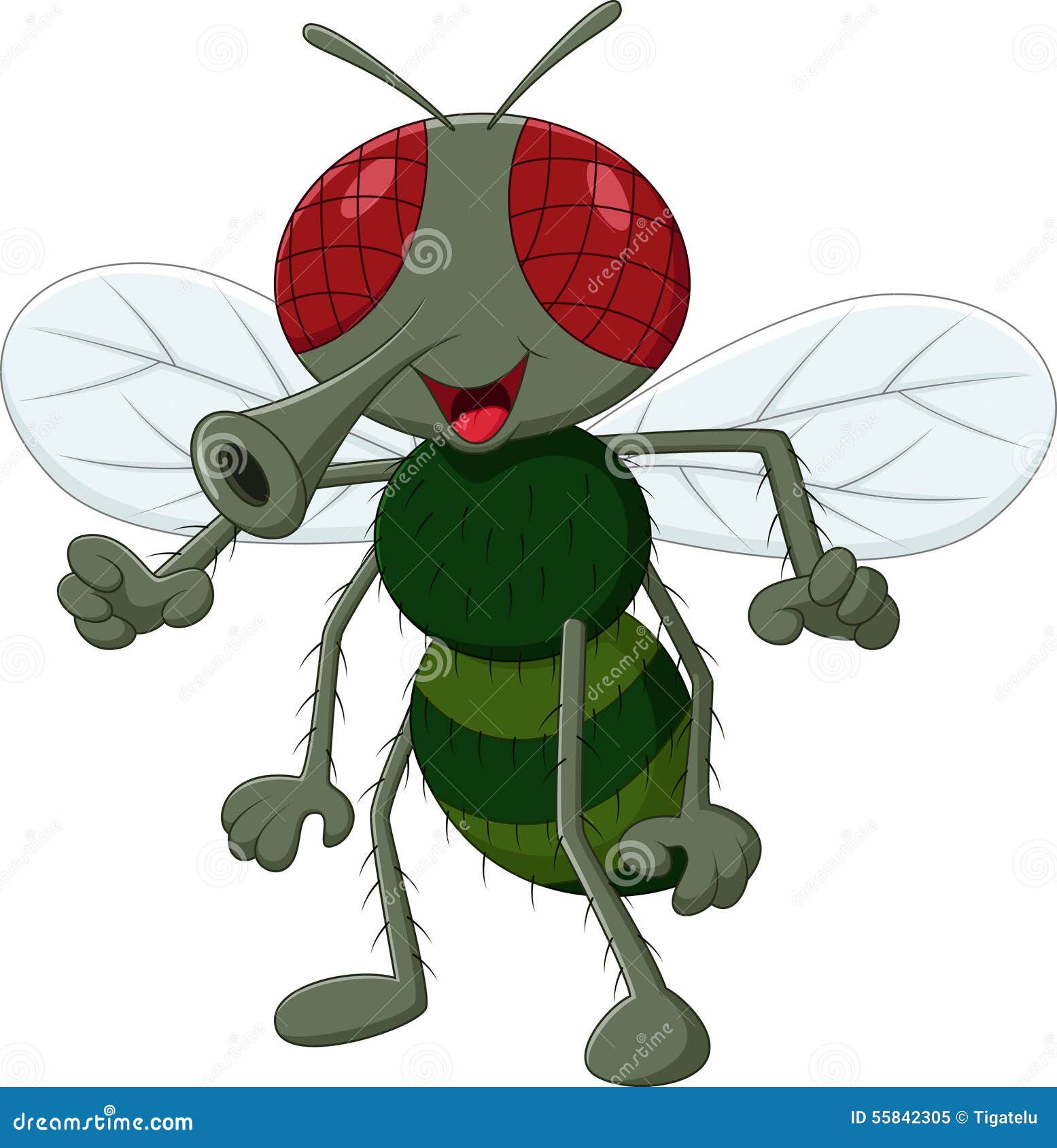 Cartoon cute fly animal stock vector. Illustration of standing - 55842305