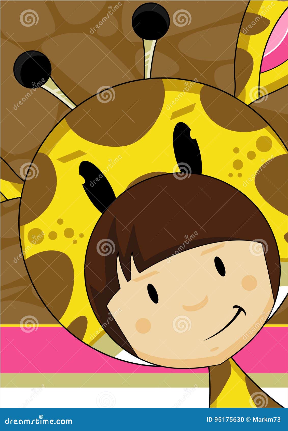 Cartoon Cute Giraffe Girl stock vector. Illustration of girls - 95175630