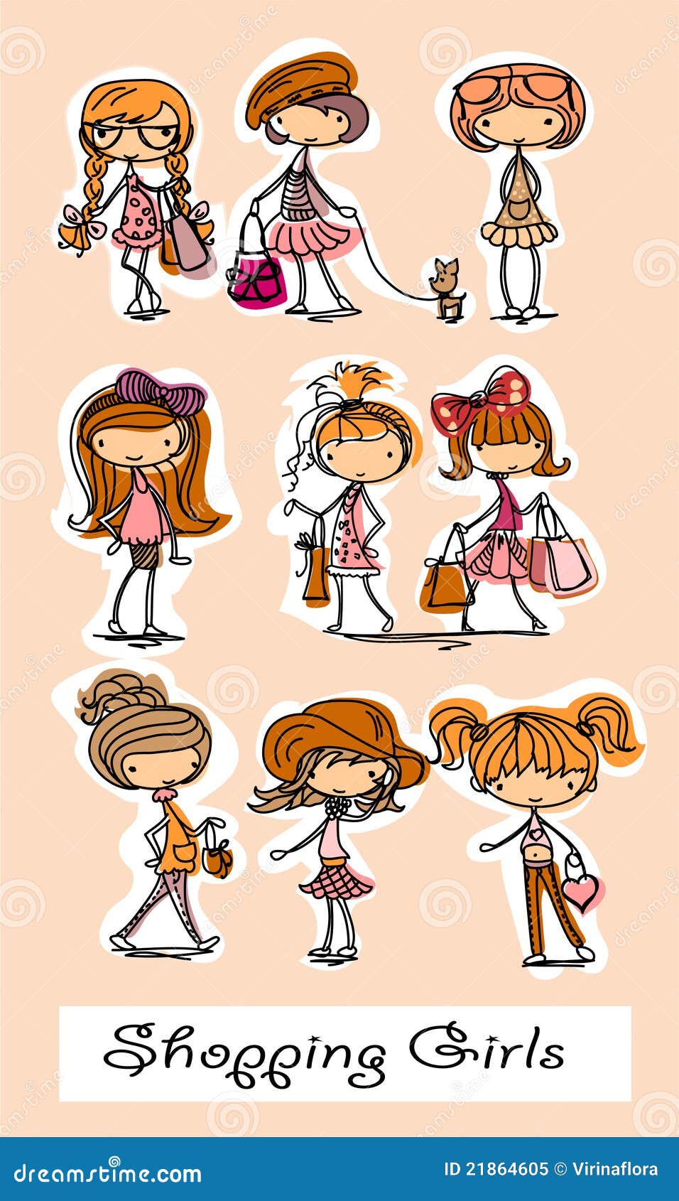 Cartoon cute girl,vector stock vector. Illustration of person - 21864605