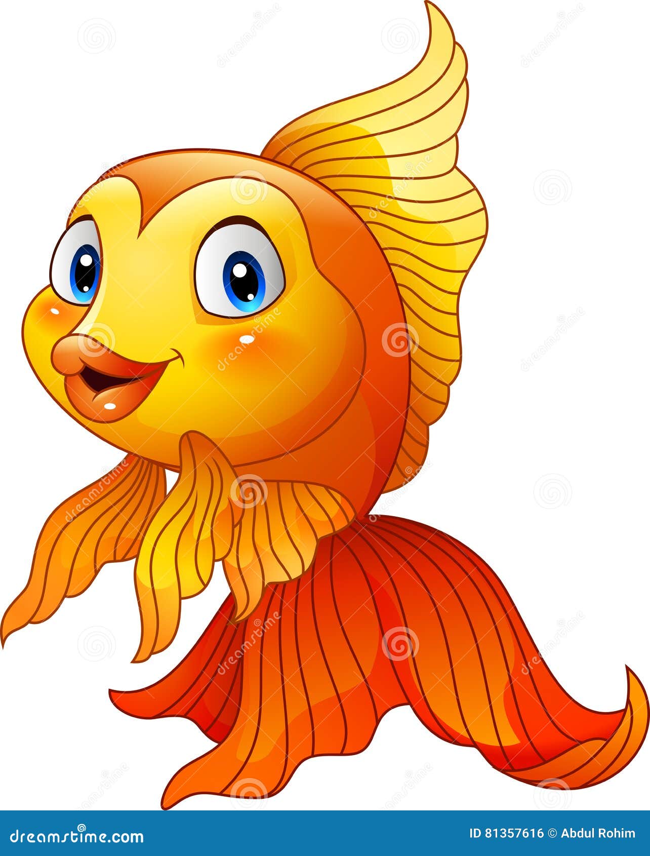 Cartoon cute goldfish stock vector. Illustration of swimming - 81357616