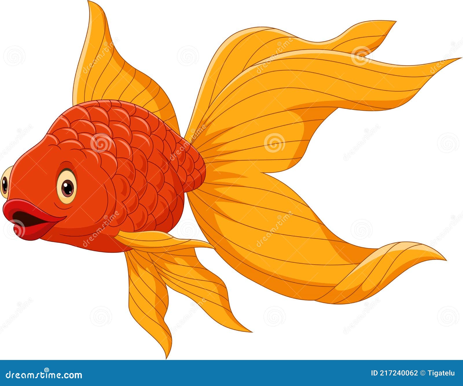 Cute Goldfish Crying, Funny Fish Cartoon Character Vector Illustration ...