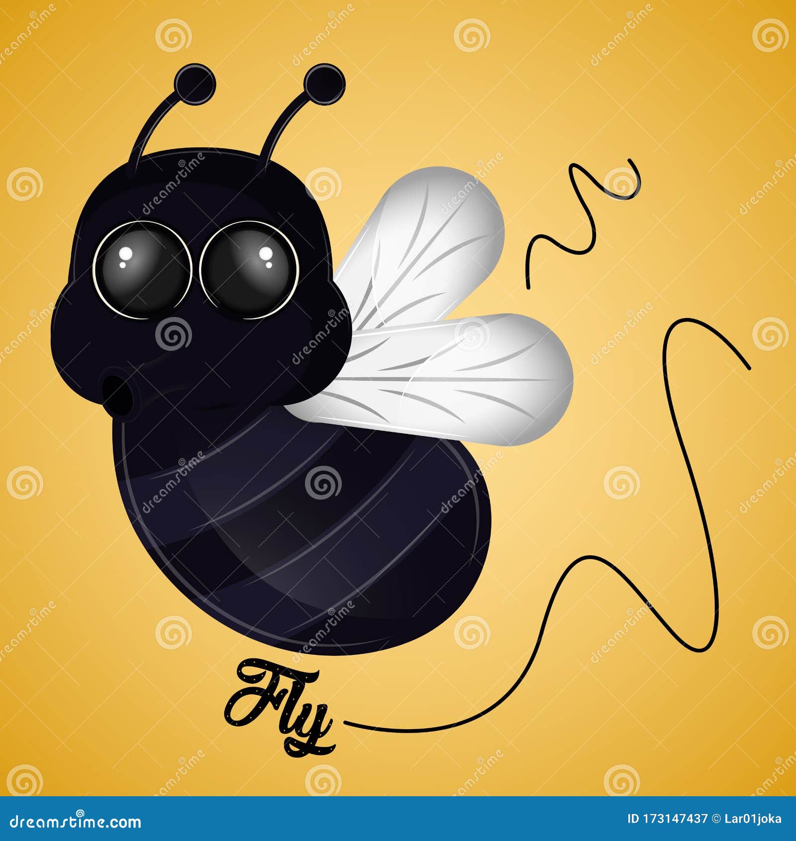 Cartoon of a Cute Happy Fly Stock Vector - Illustration of wild, flower ...
