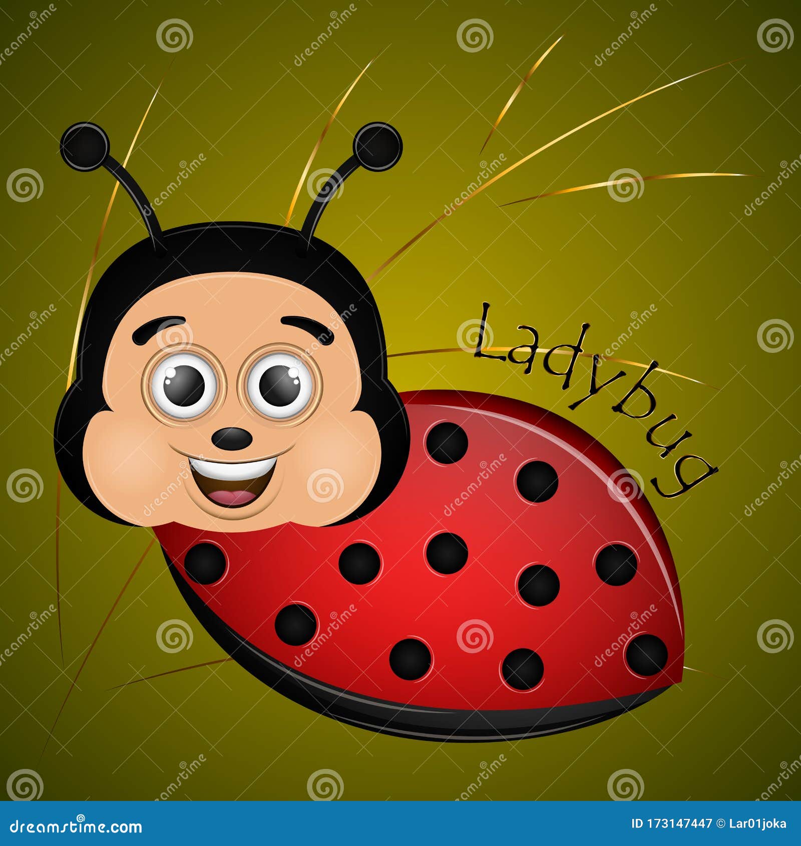 Cartoon of a Cute Happy Ladybug Stock Vector - Illustration of cute ...