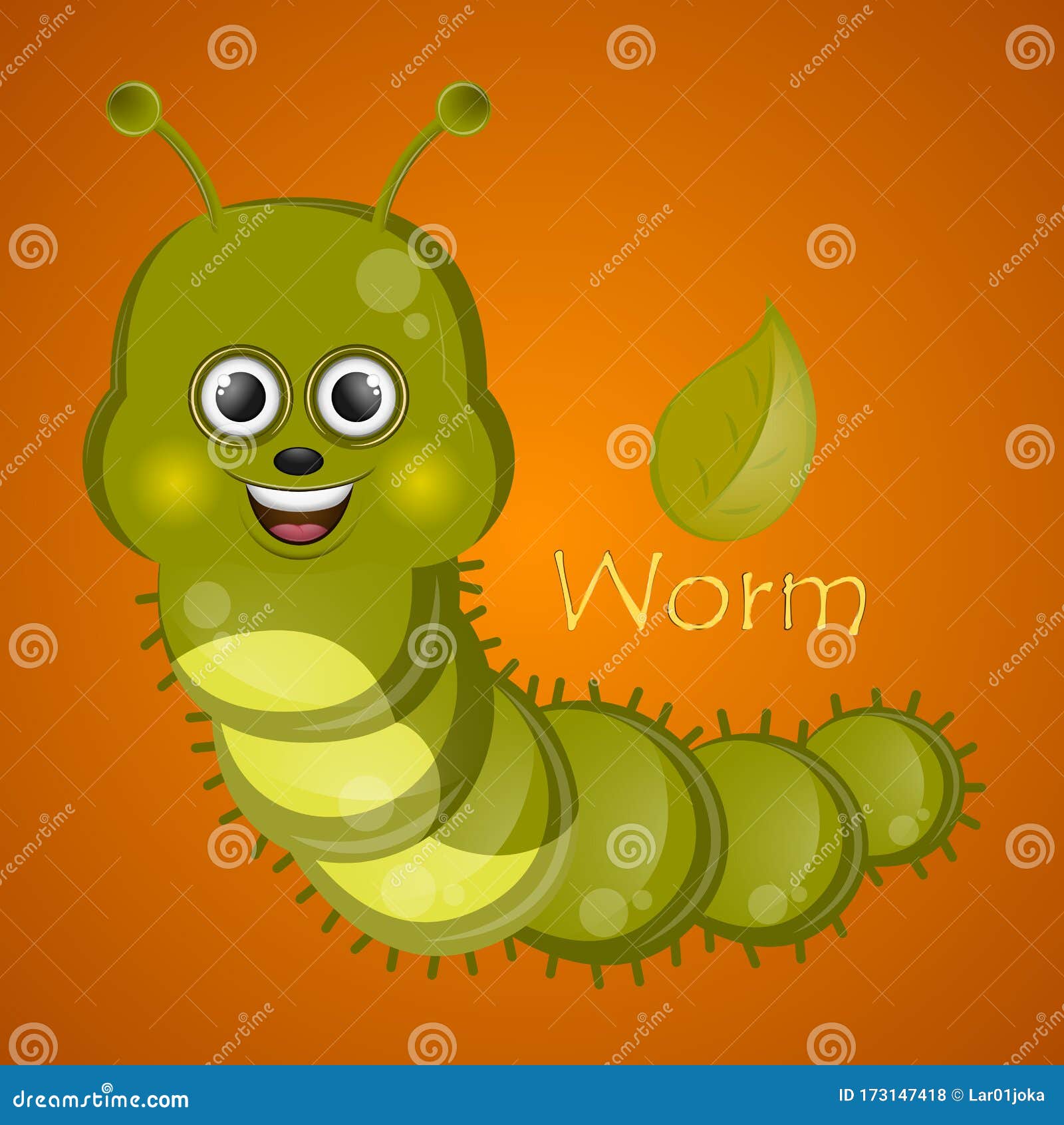 Cartoon of a Cute Happy Worm Stock Vector - Illustration of nature ...