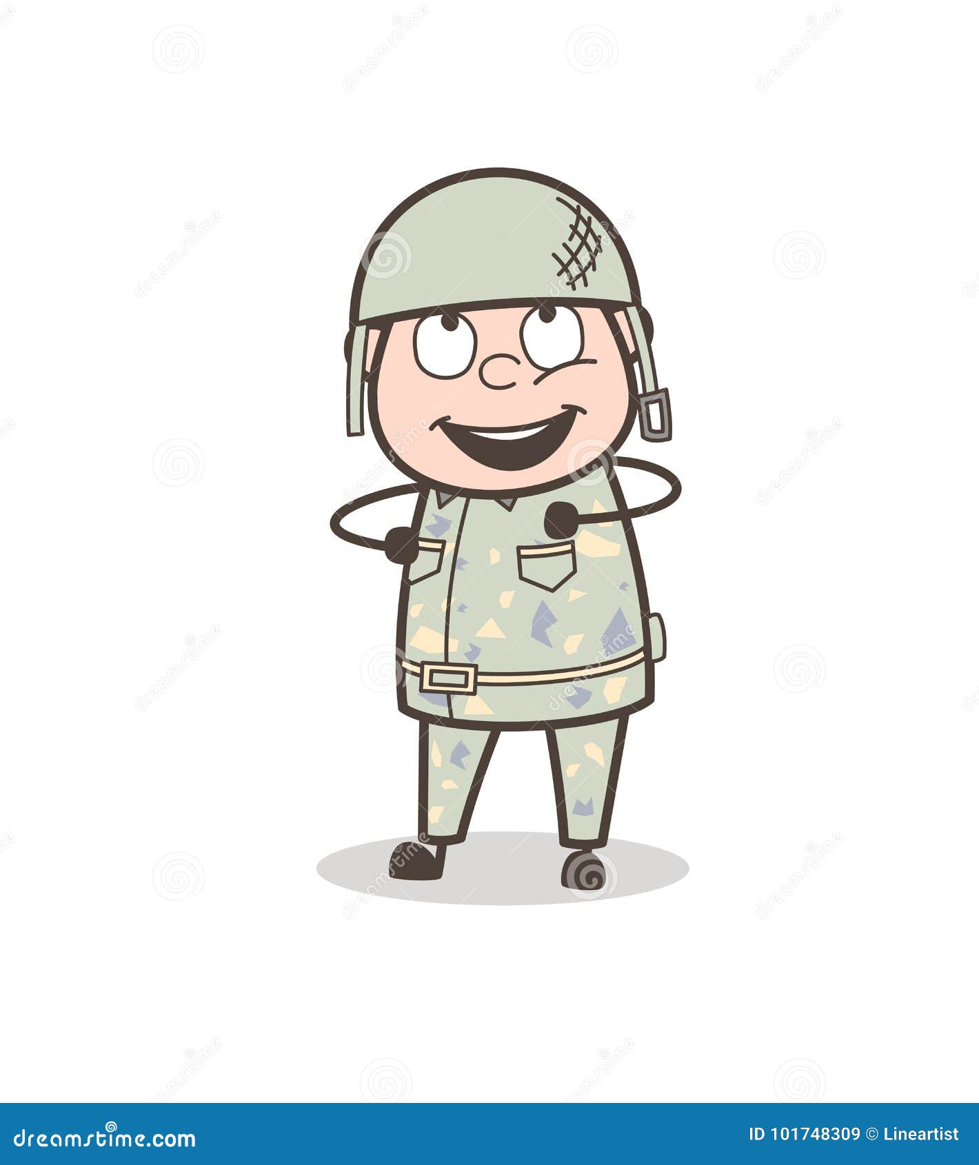 Cartoon Cute Joyful Army Man Vector Illustration Stock Illustration ...