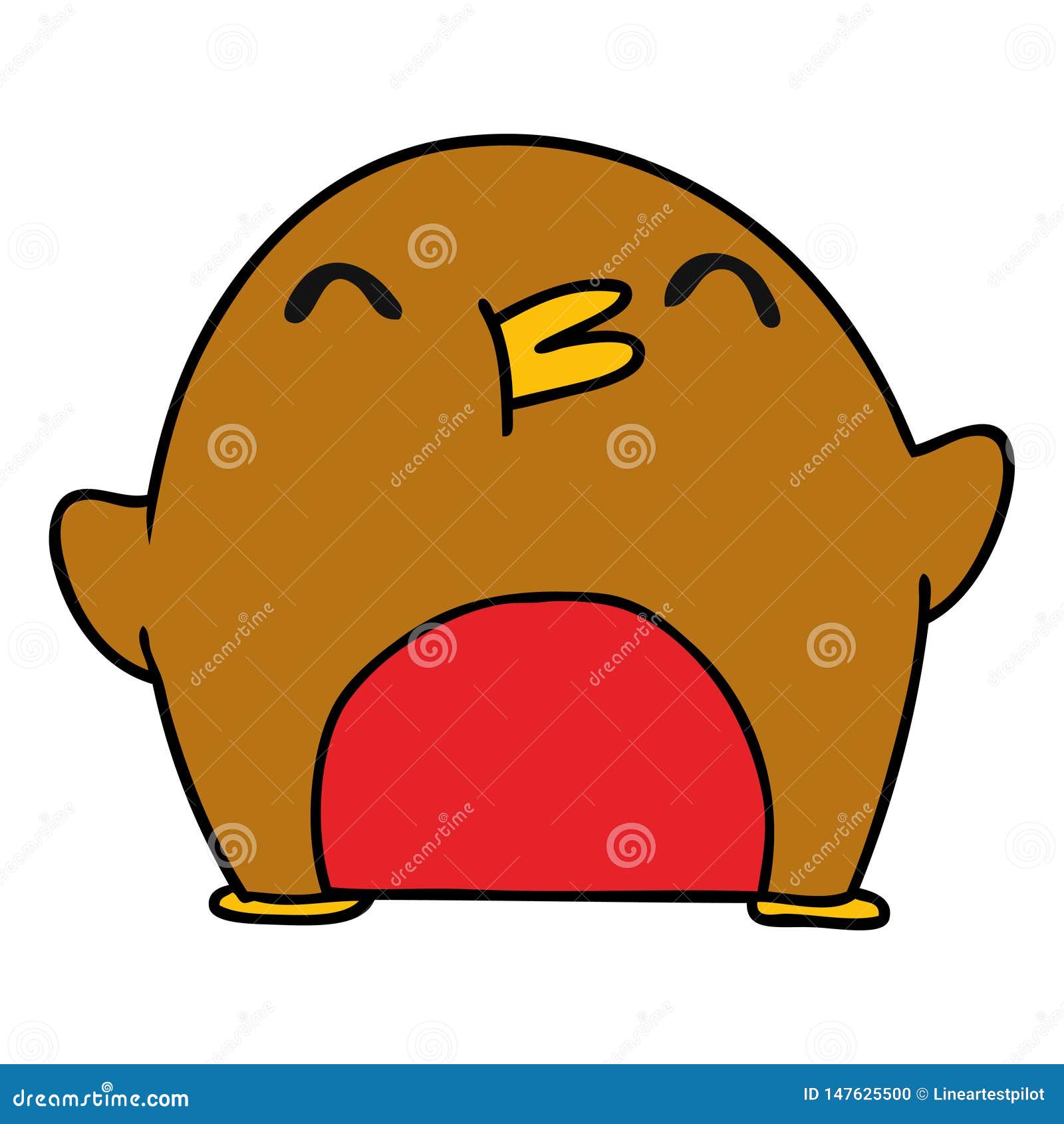 Cartoon Cute Kawaii Red Robin Stock Vector - Illustration of drawn ...