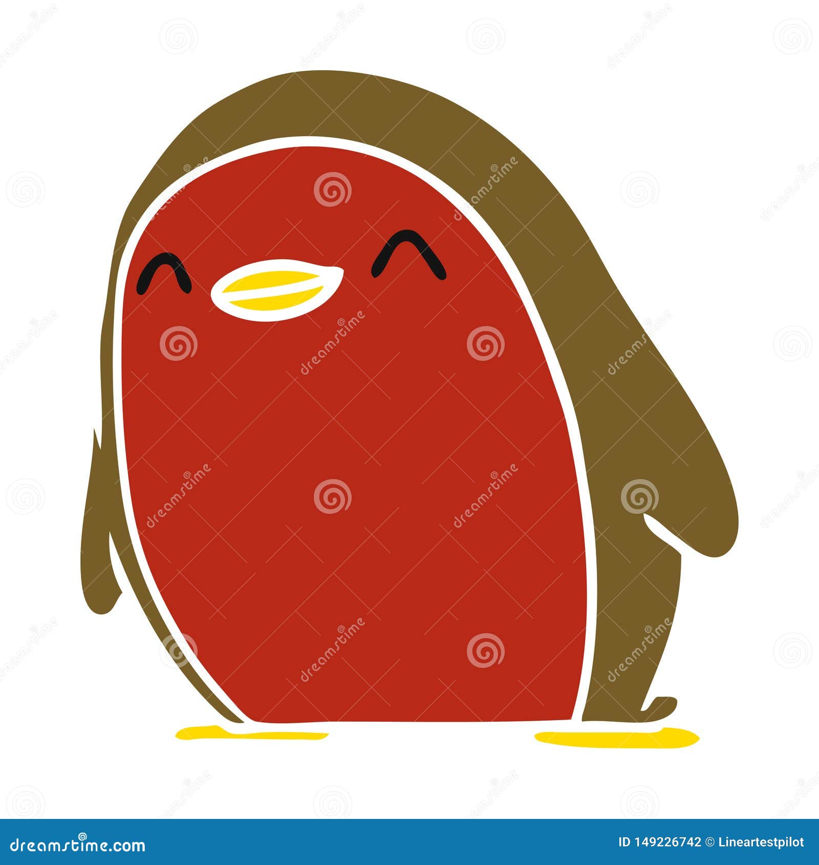 Cartoon Cute Kawaii Red Robin Stock Vector - Illustration of quirky ...
