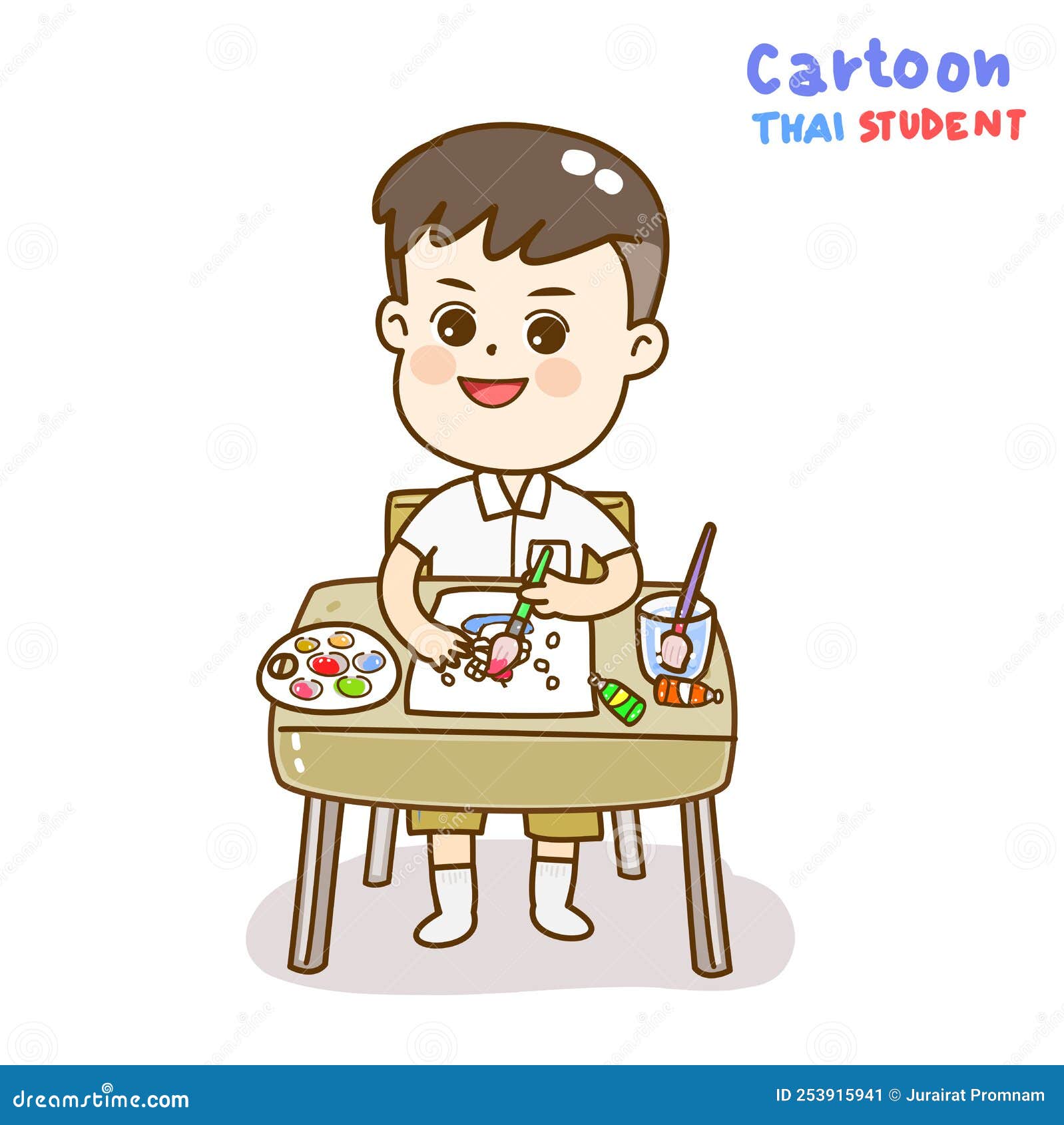 Cartoon Cute Kids in Art Class. Stock Illustration - Illustration of ...