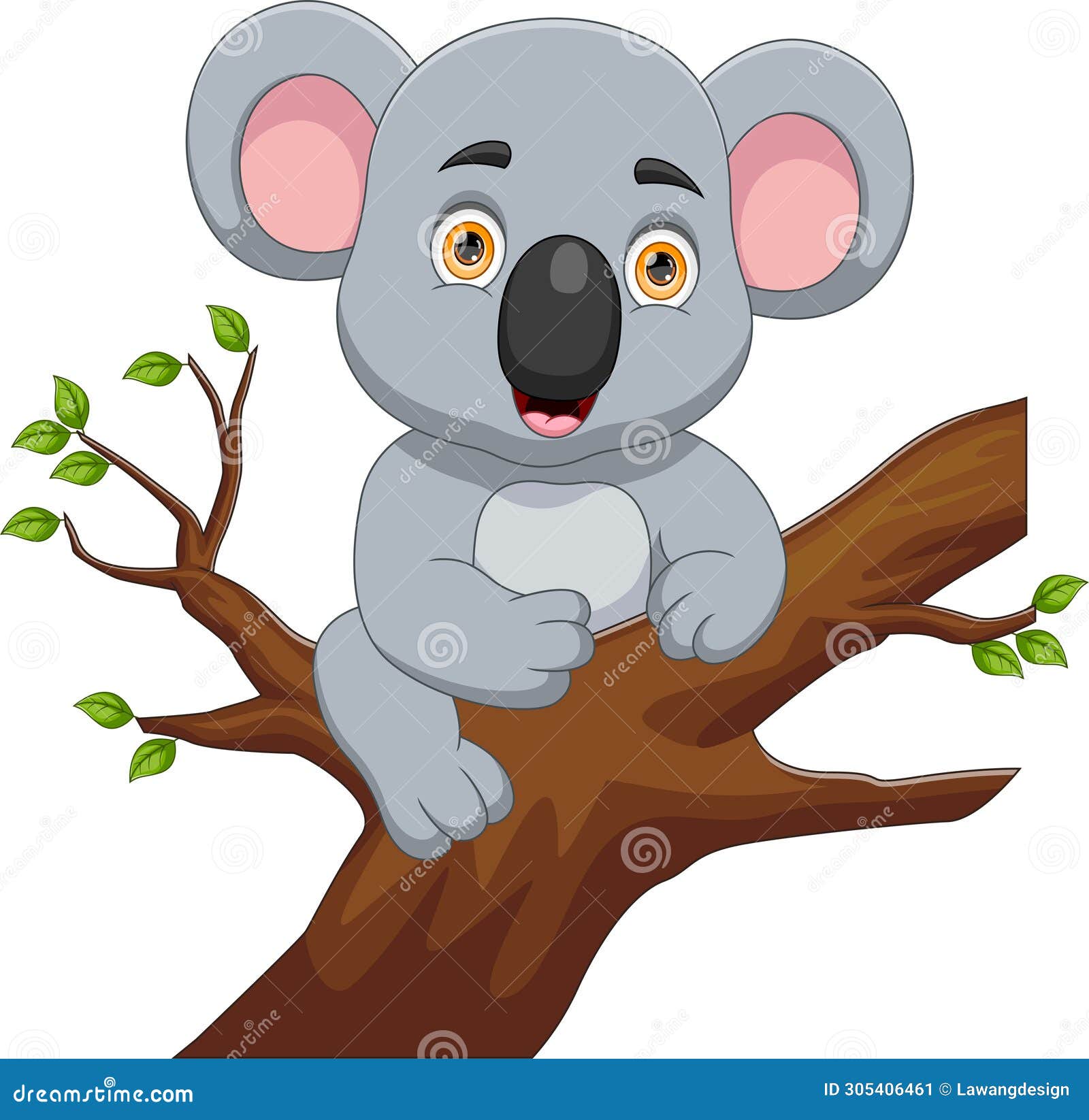 Cartoon Cute Koala on a Tree Stock Illustration - Illustration of ...