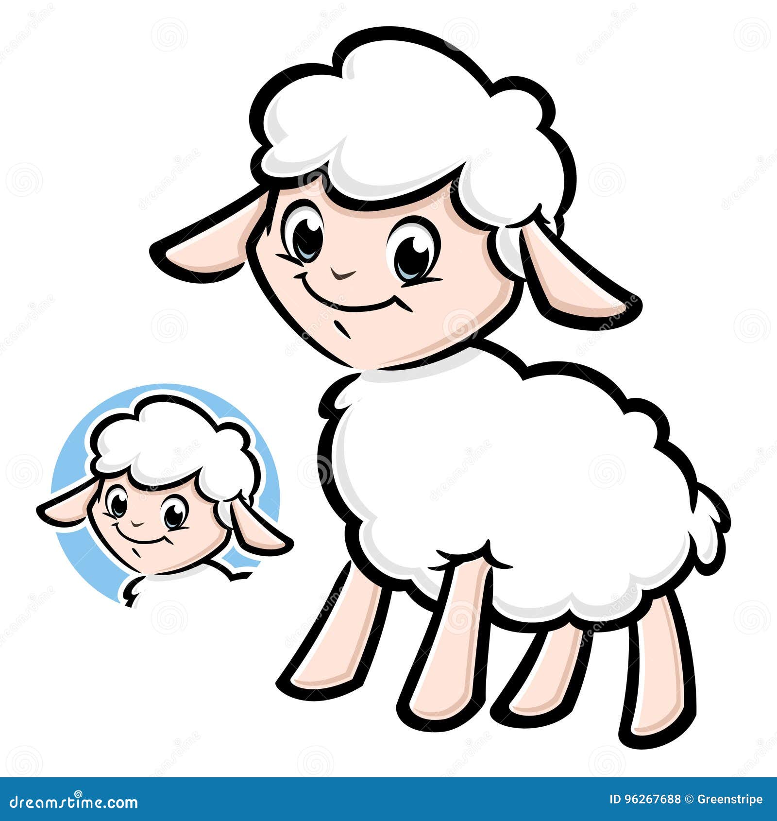 Cute Lamb And Stars. Coloring Page With Color Example. A Simple ...