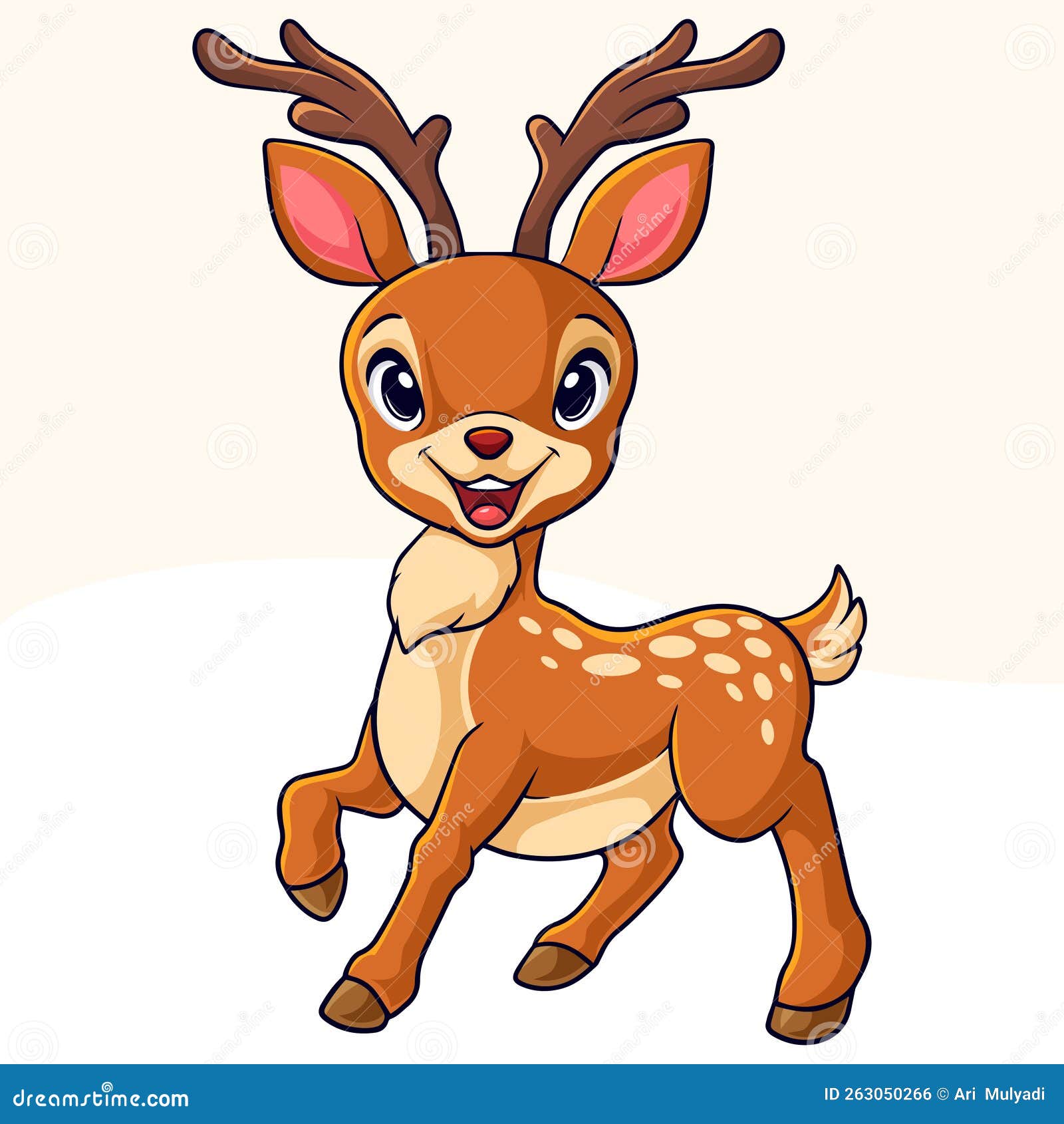 Cartoon Cute Little Deer on White Background Stock Vector ...