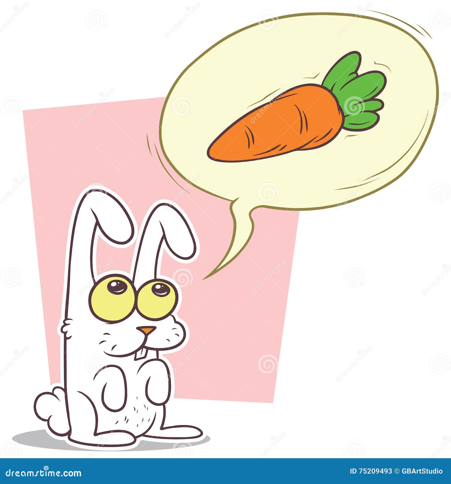 Cartoon Cute Little White Rabbit with Carrot Stock Vector ...