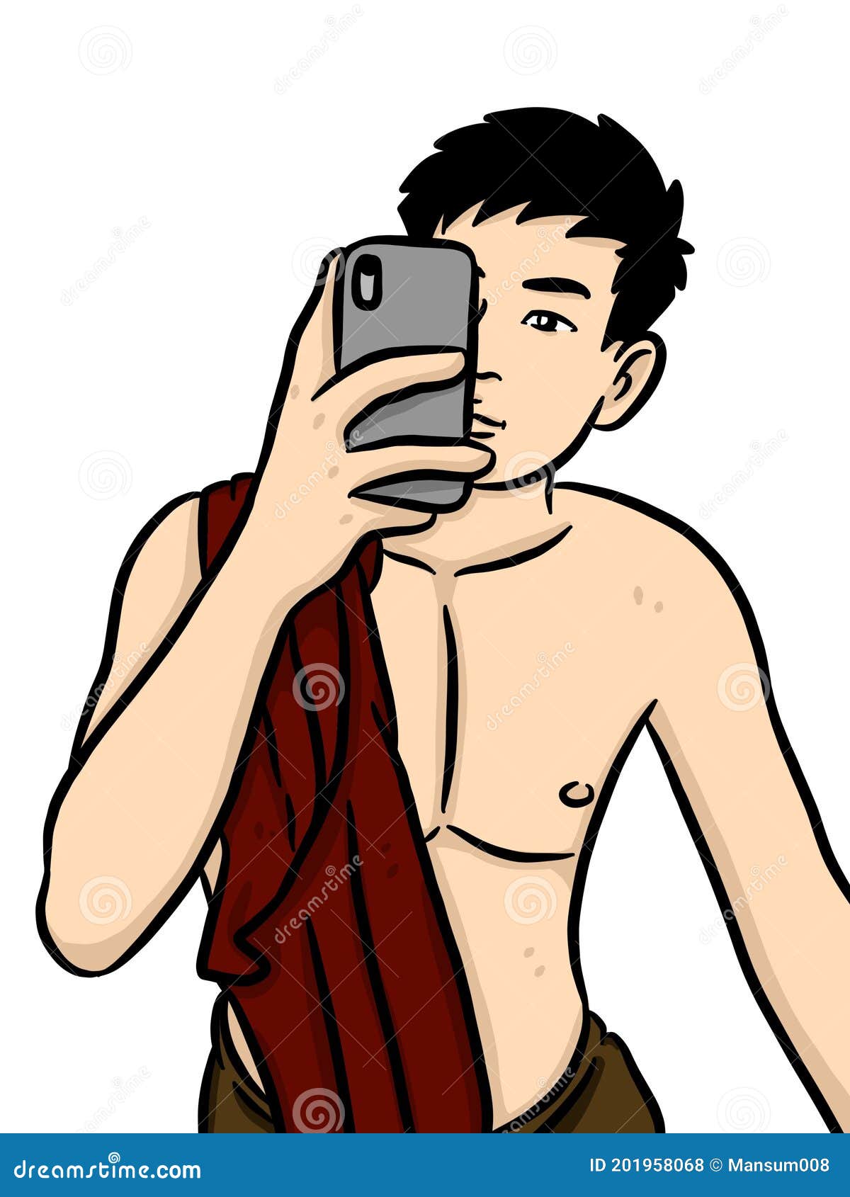 Cartoon Cute Man on White Background Stock Illustration - Illustration ...