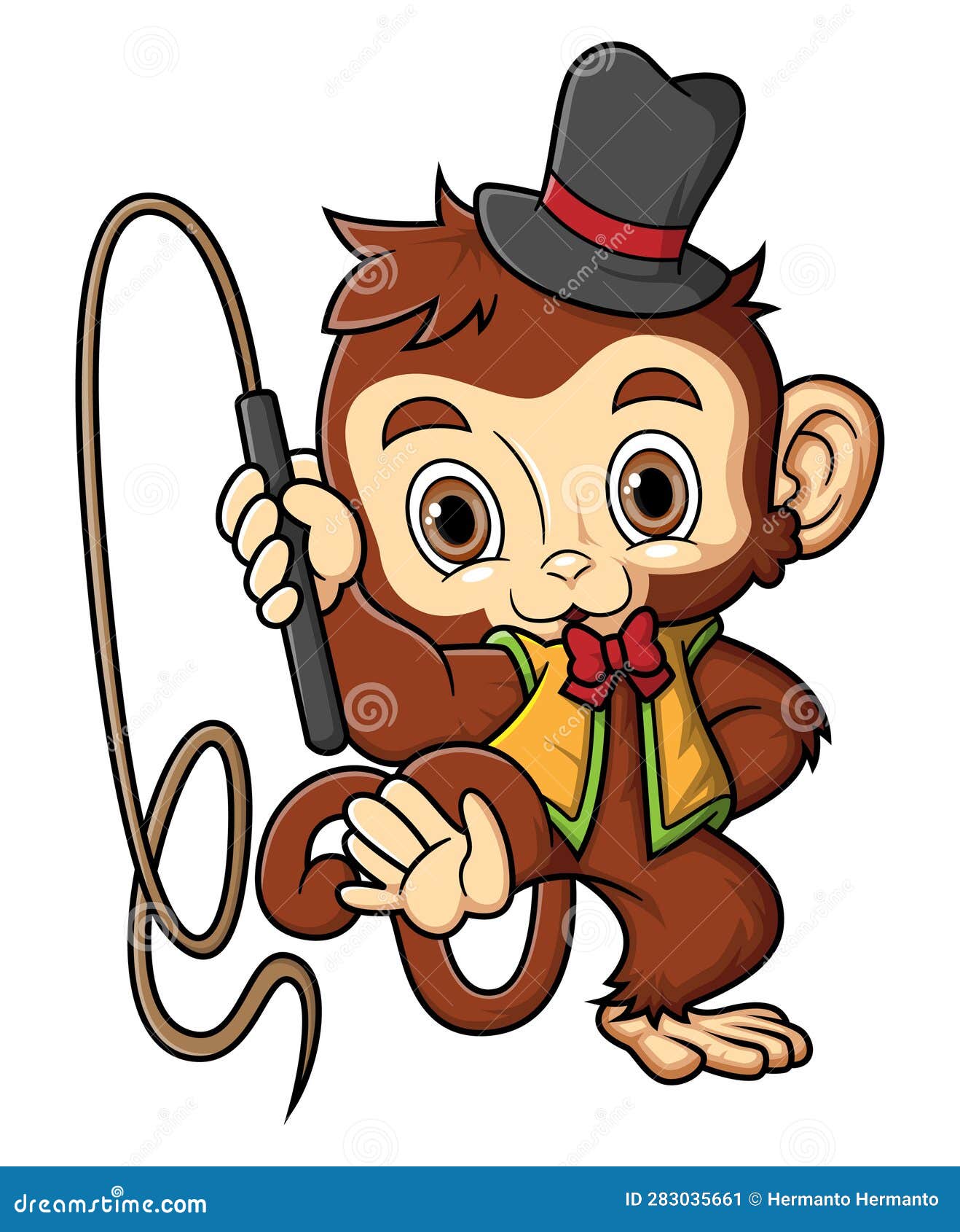 Cartoon Cute Monkey Circus Holding a Whip Stock Vector - Illustration ...