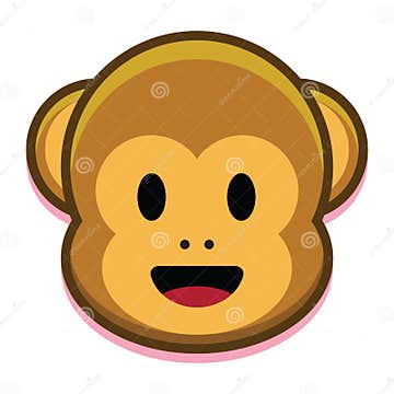 Cartoon Cute Monkey Face Isolated on White Background Stock ...