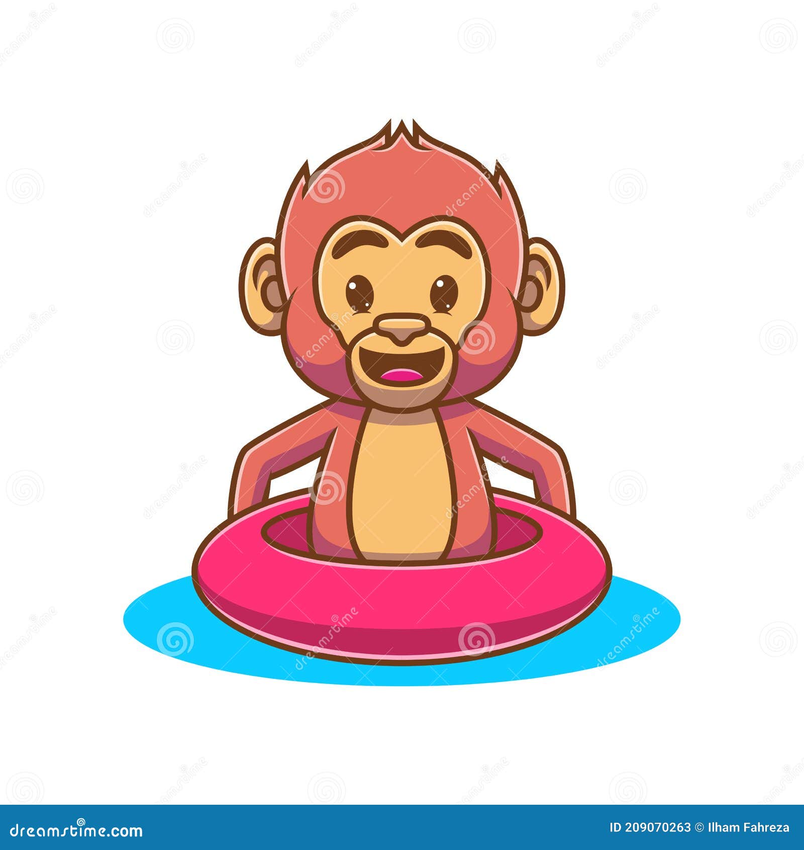 Cartoon Cute Monkey Having Fun Stock Illustration - Illustration of ...