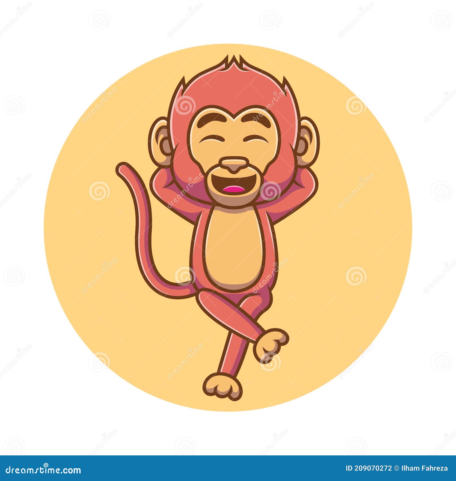 Cartoon Cute Monkey Having Fun Stock Illustration - Illustration of ...