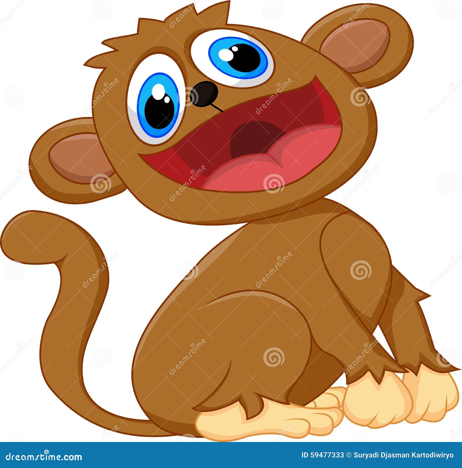 Cartoon Cute Monkey Sitting Stock Vector - Illustration of jungle ...