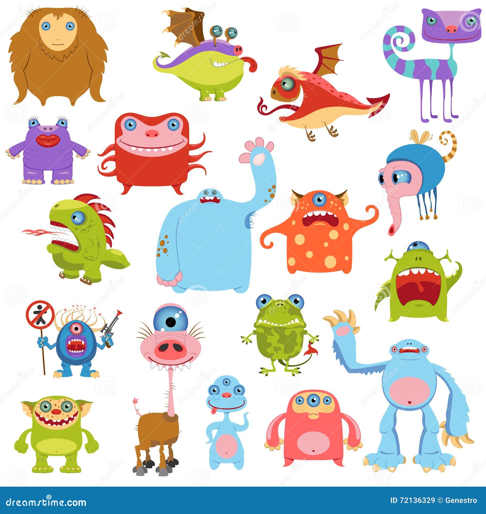 Cartoon cute monsters set stock vector. Illustration of colorful - 72136329