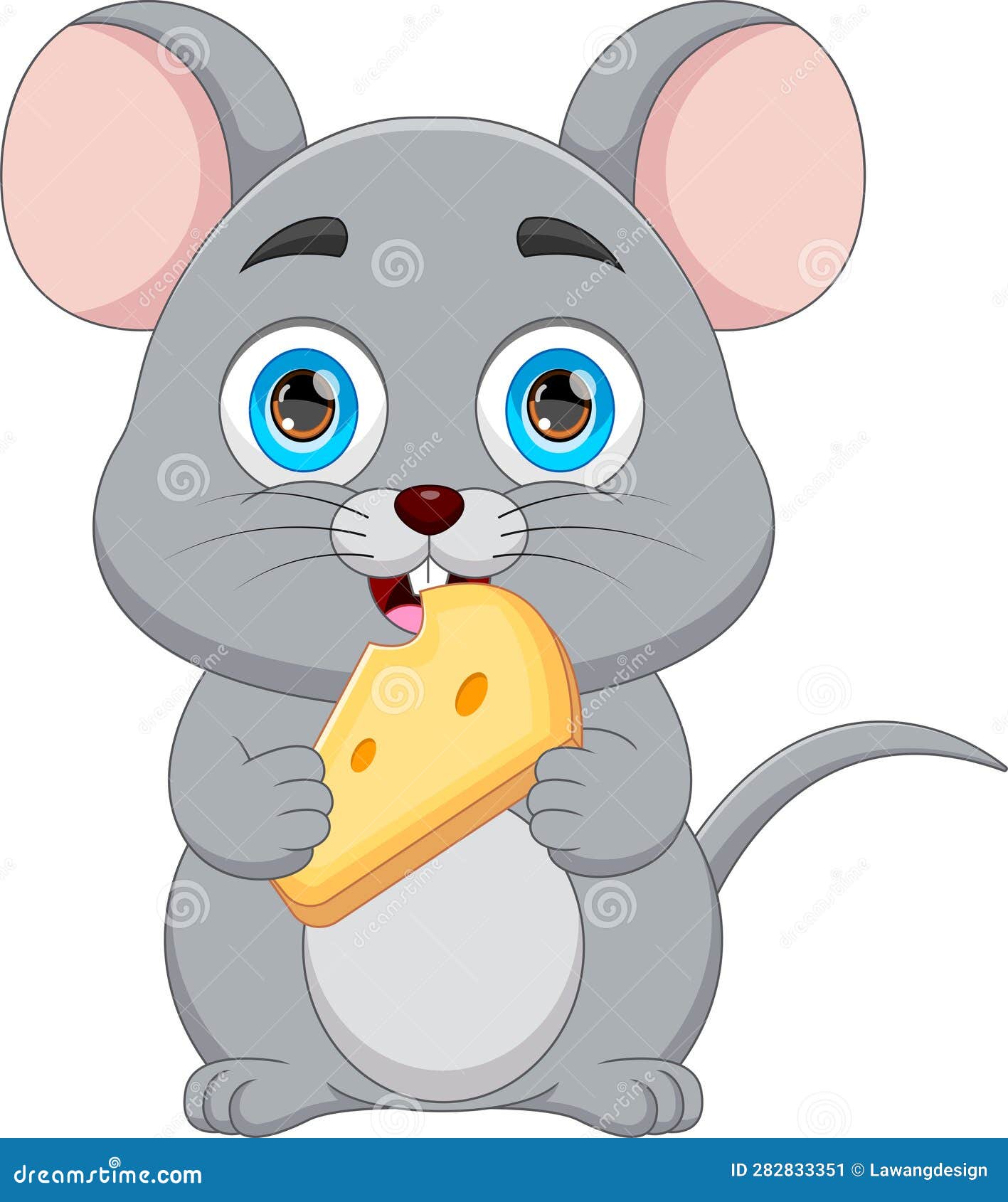 Cartoon Cute Mouse Eating Cheese Stock Vector - Illustration of meal ...