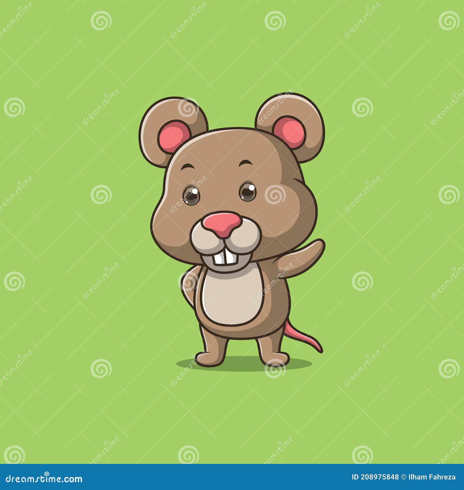 Cartoon cute mouse waving stock illustration. Illustration of board ...
