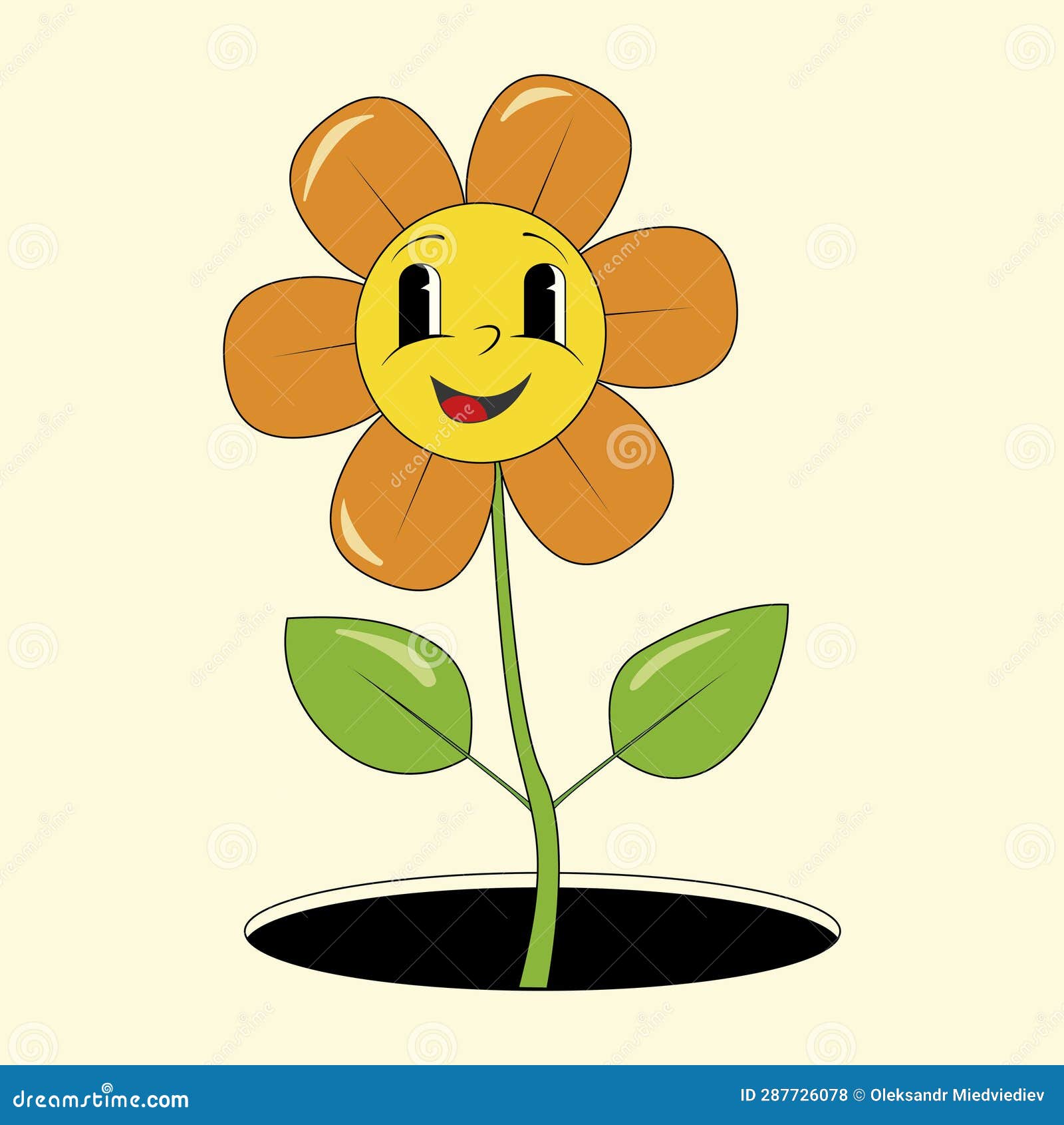 Cartoon Cute Moving Flower. Vector Illustration. Stock Vector ...