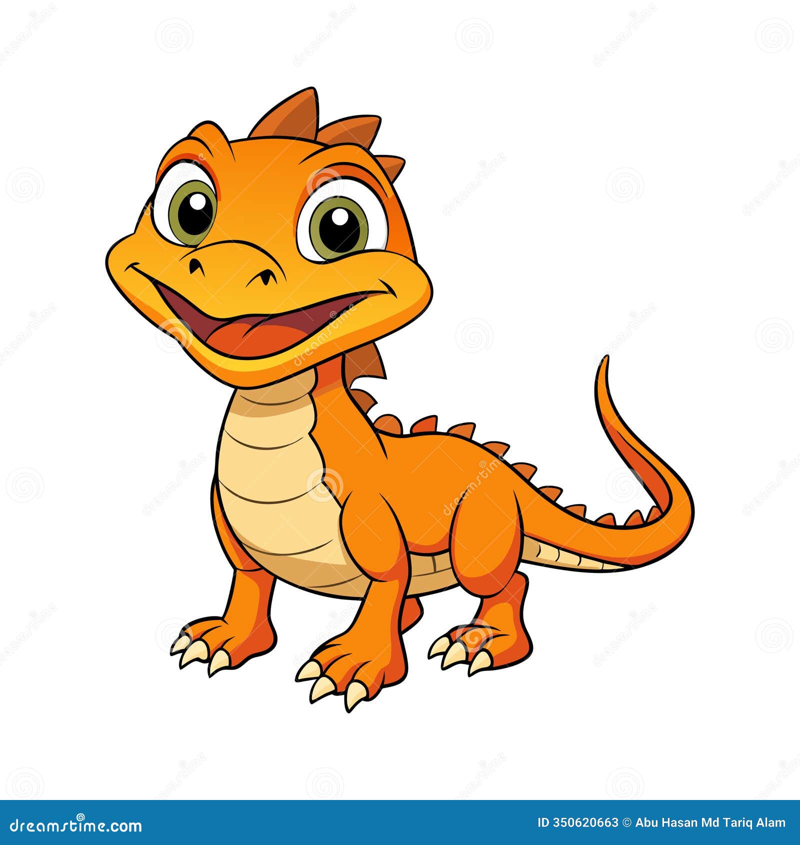 A Cute Smiling Cartoon Orange Dragon Stock Vector - Illustration of ...