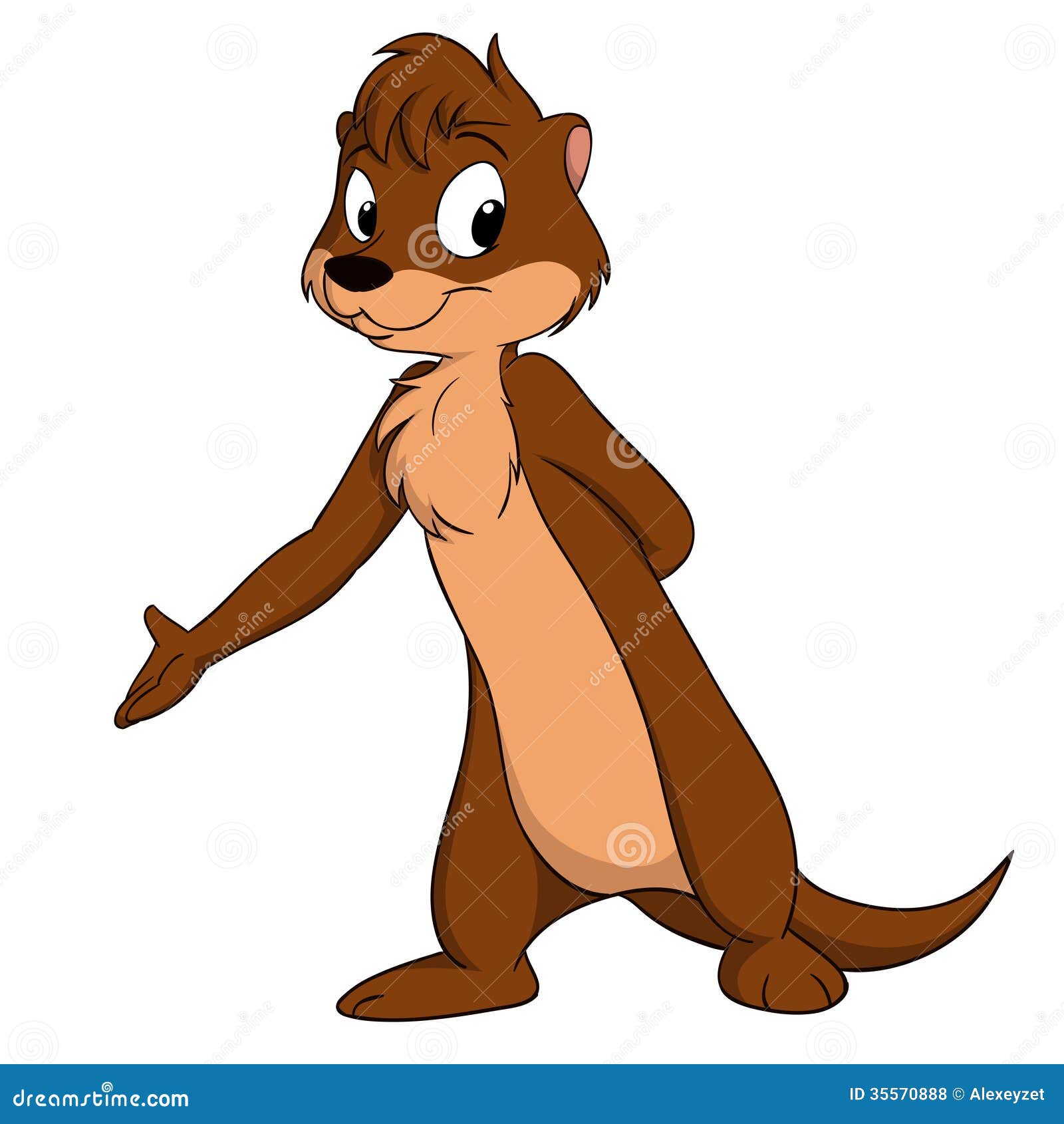 Cute Otter Cartoon Vector Illustration On Blue Background Royalty-Free ...