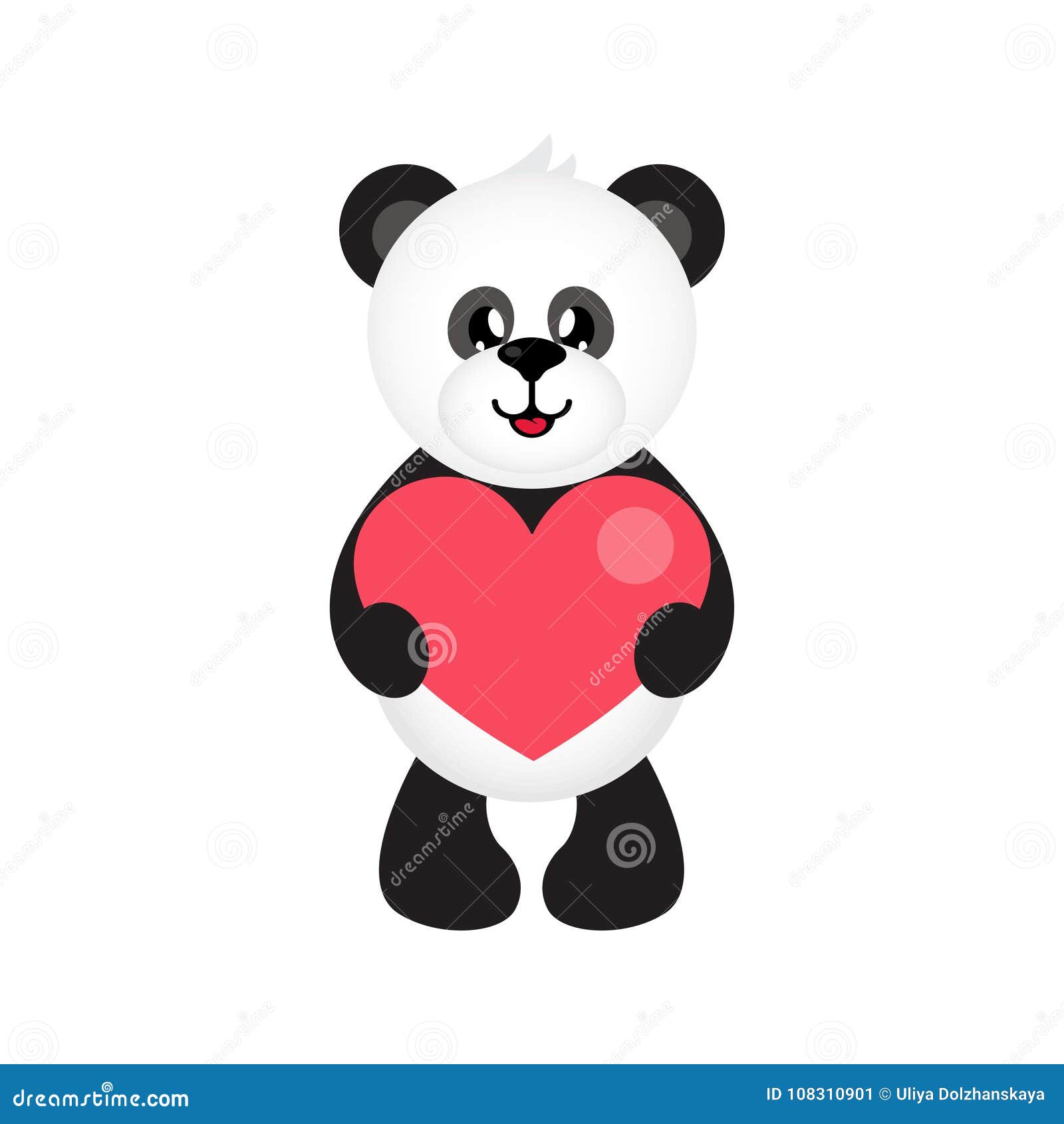 Cartoon Cute Panda with Heart Stock Vector - Illustration of bamboo ...