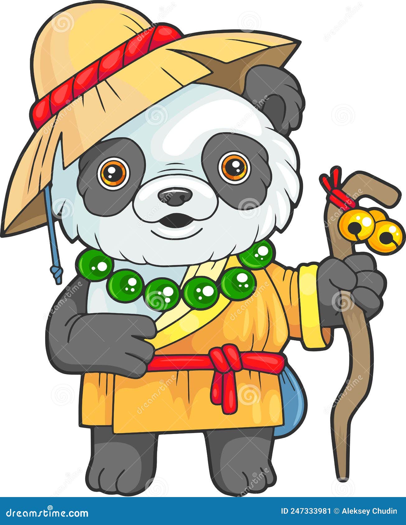 Cartoon Cute Panda Monk, Funny Illustration Stock Vector - Illustration ...