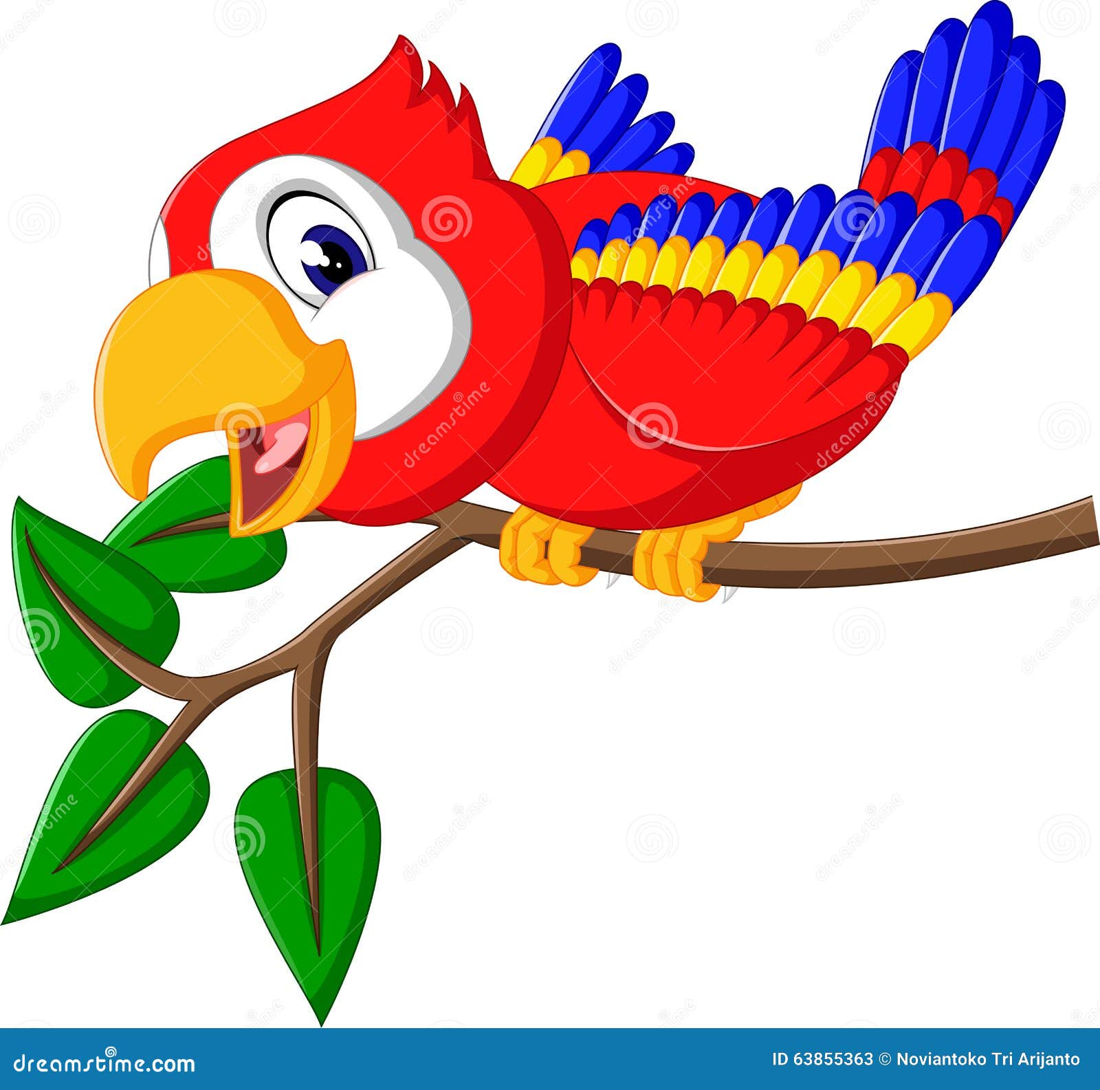 Cartoon cute parrot stock vector. Illustration of bird - 63855363