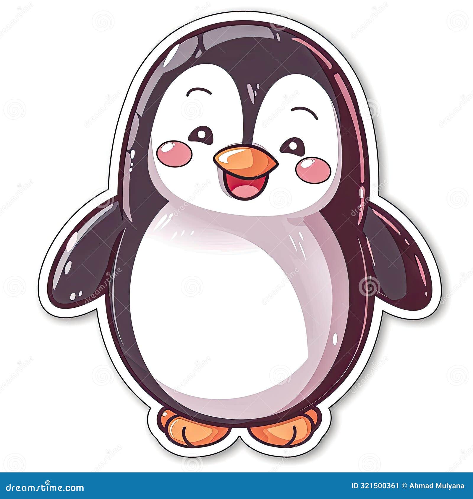 Cartoon Cute Penguin with Pink Cheeks and Smile Generated with AI Stock ...