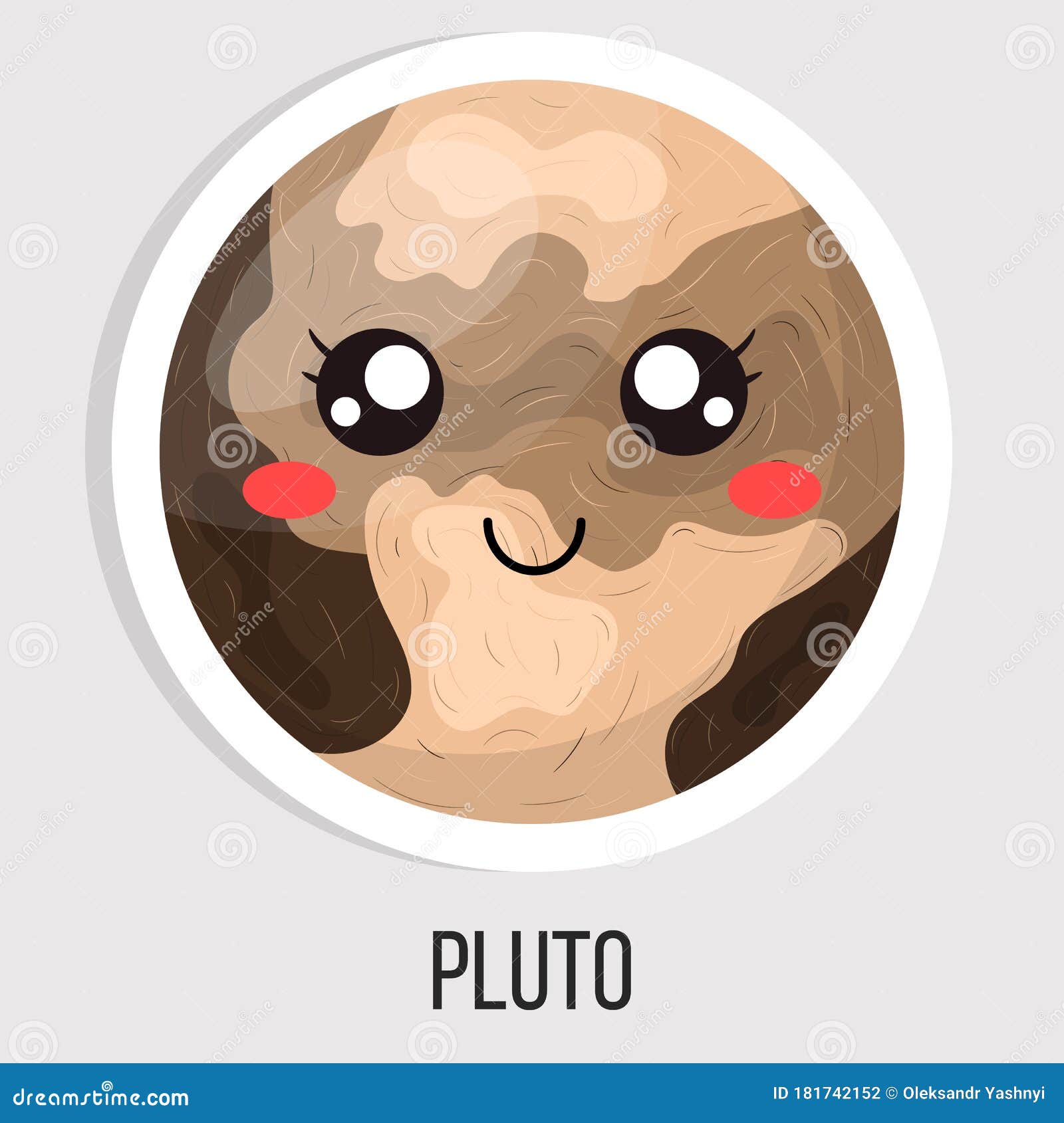 Cartoon Cute Pluto Planet Isolated On White Background. Planet Of Solar ...