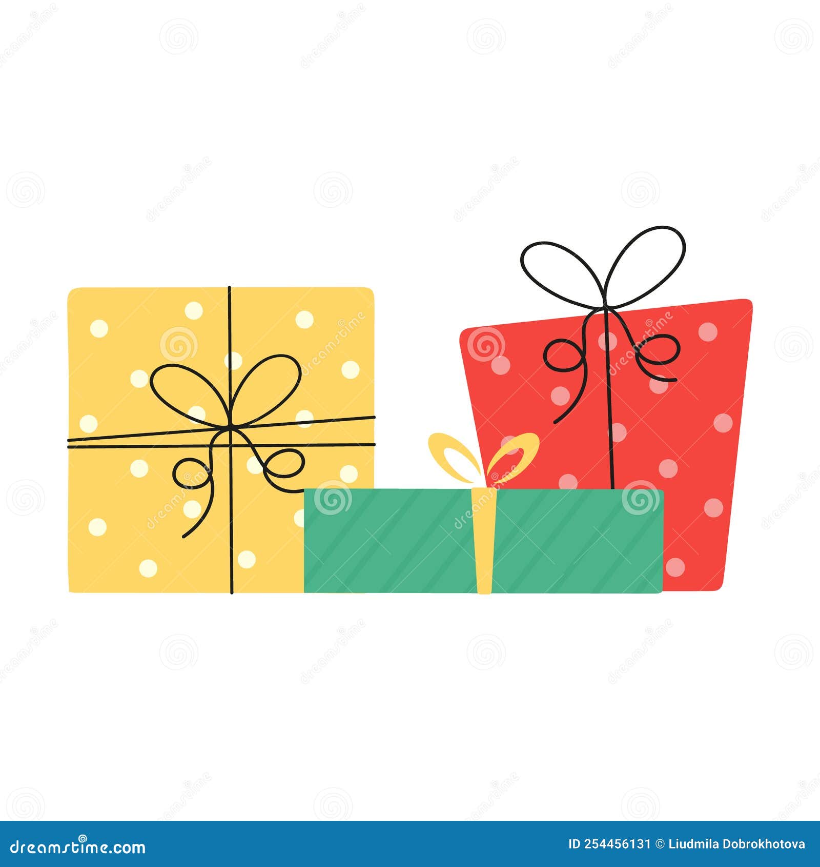 Cartoon Cute Present Gift Boxes Vector Card Stock Vector - Illustration ...