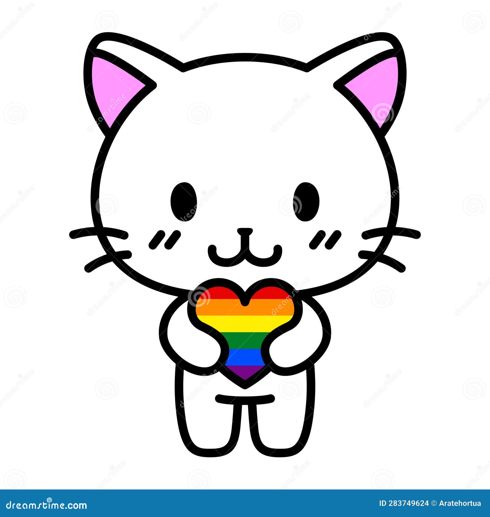Vector Cartoon Cute Pride Cat Characters Isolated Stock Vector ...
