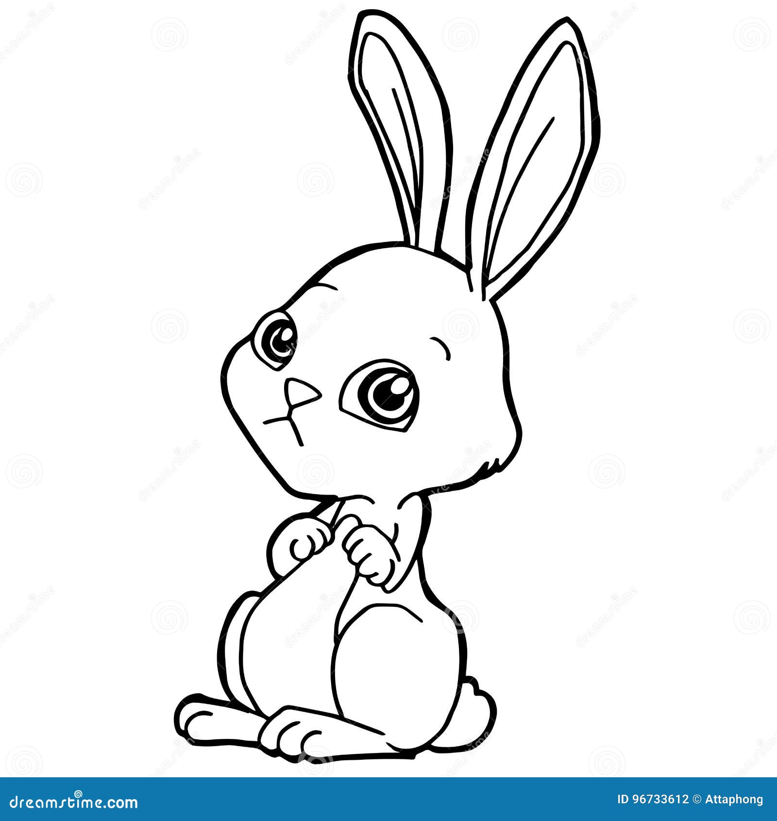 Cartoon Cute Rabbit Coloring Page Vector Stock Vector - Illustration of ...