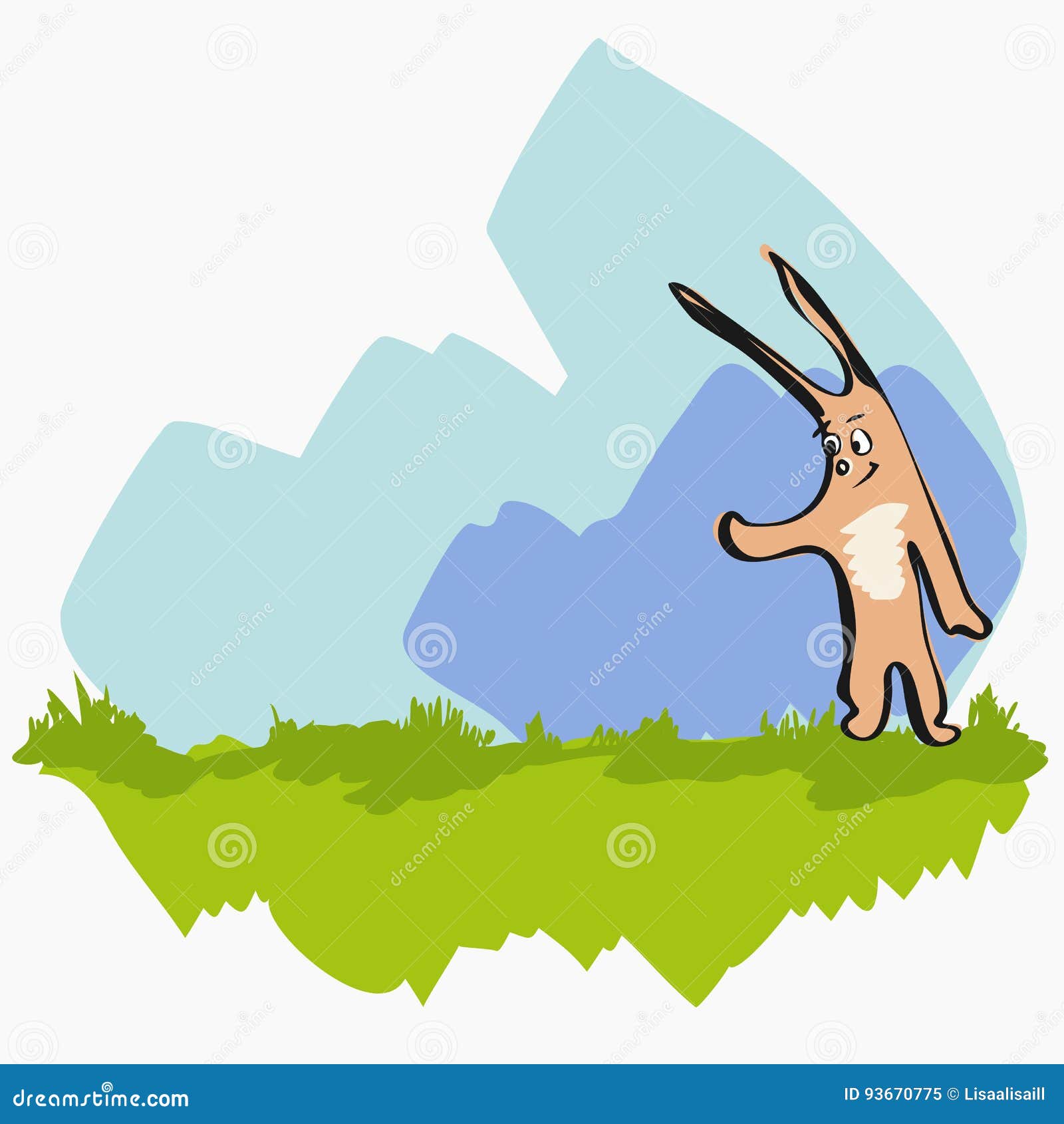 Cartoon Cute Rabbit on Grass Stock Vector - Illustration of color ...