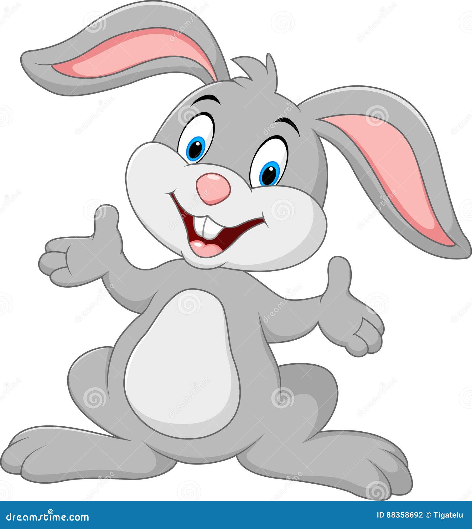 Cartoon cute rabbit posing stock vector. Illustration of gray - 88358692