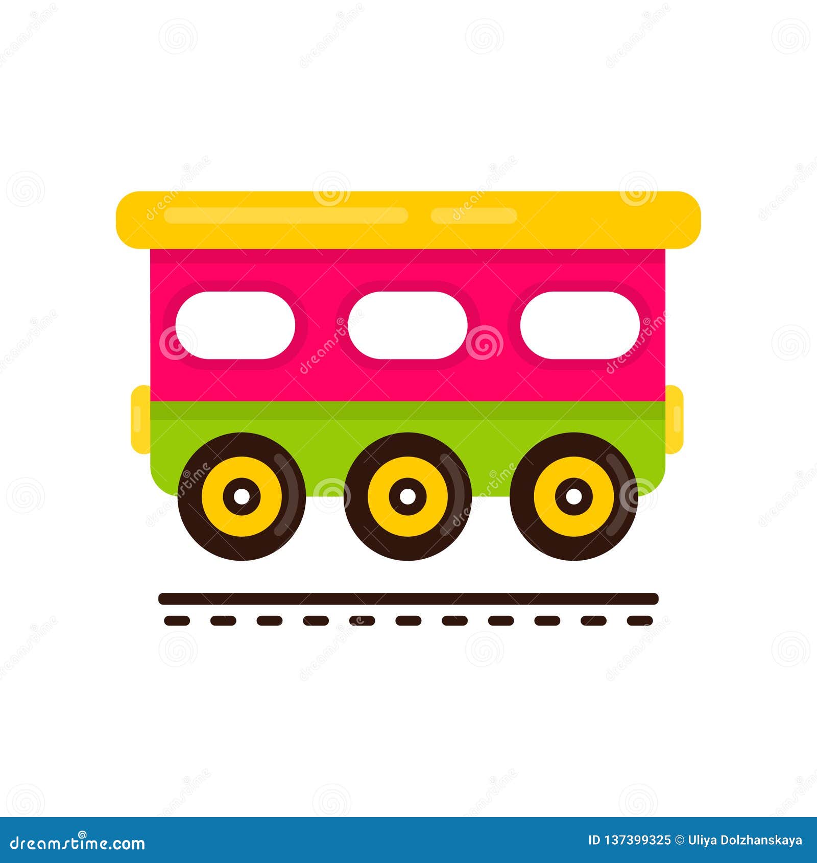 Cartoon Cute Railway Carriage on Rails Stock Vector - Illustration of ...
